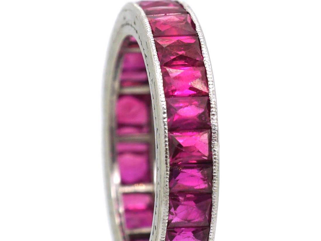 Art Deco Platinum & French Cut Ruby Eternity Ring (198U) | The Antique ...