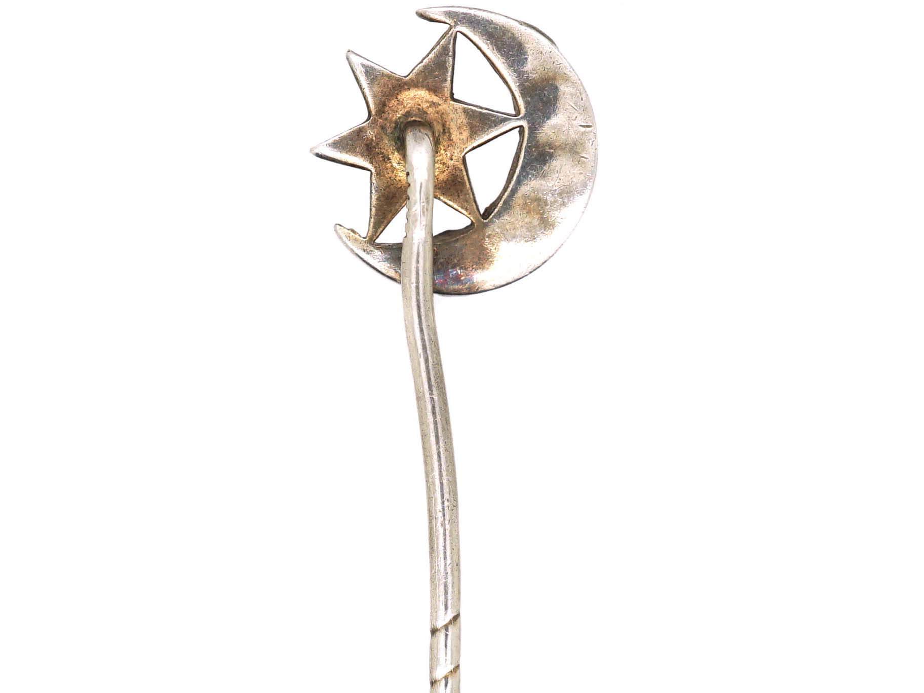 Edwardian Silver Moon & Star Tie Pin set with Turquoise (238U) | The ...