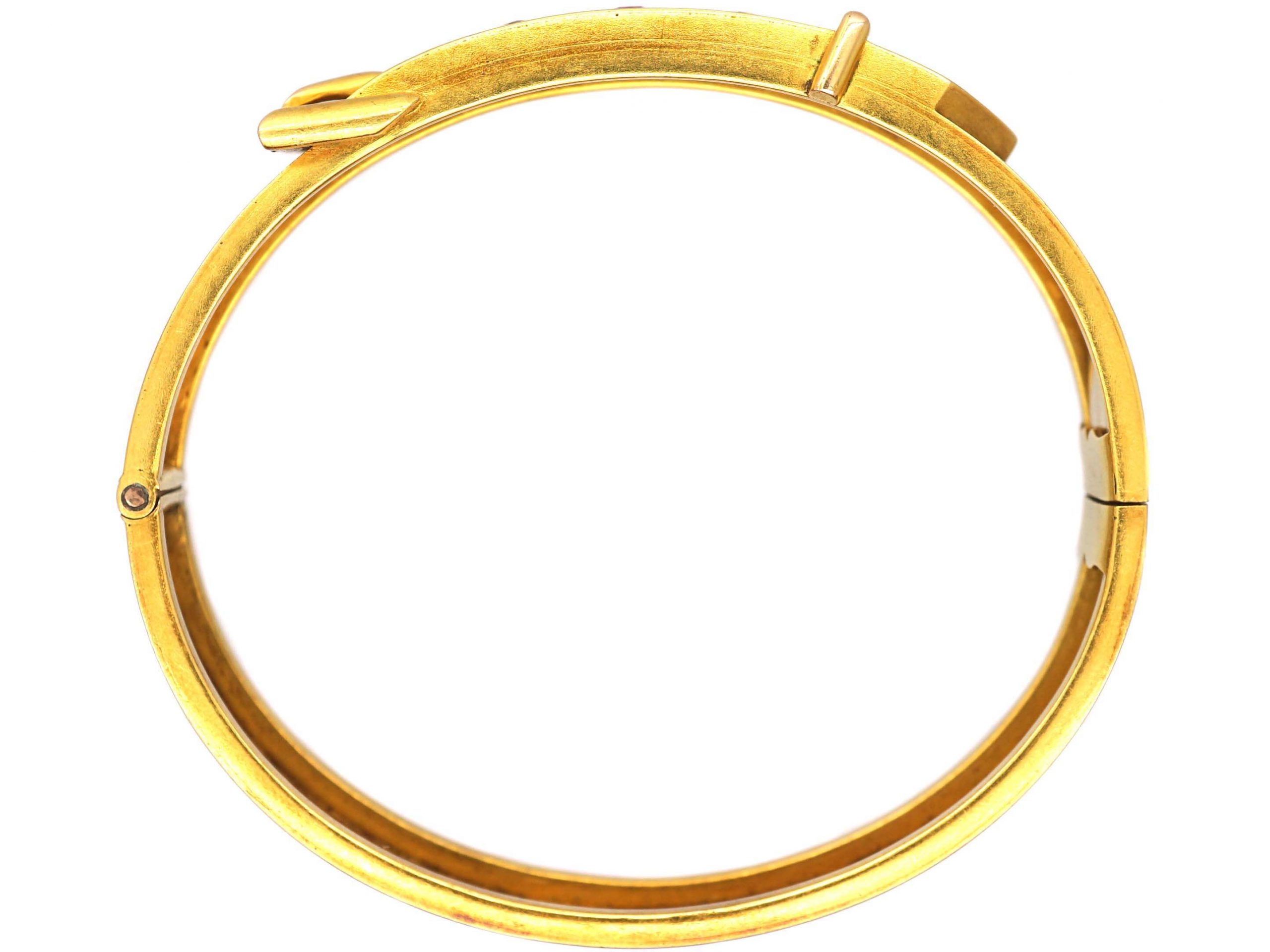 Victorian 15ct Gold Buckle Bangle set with a Ruby & Two Diamonds in ...