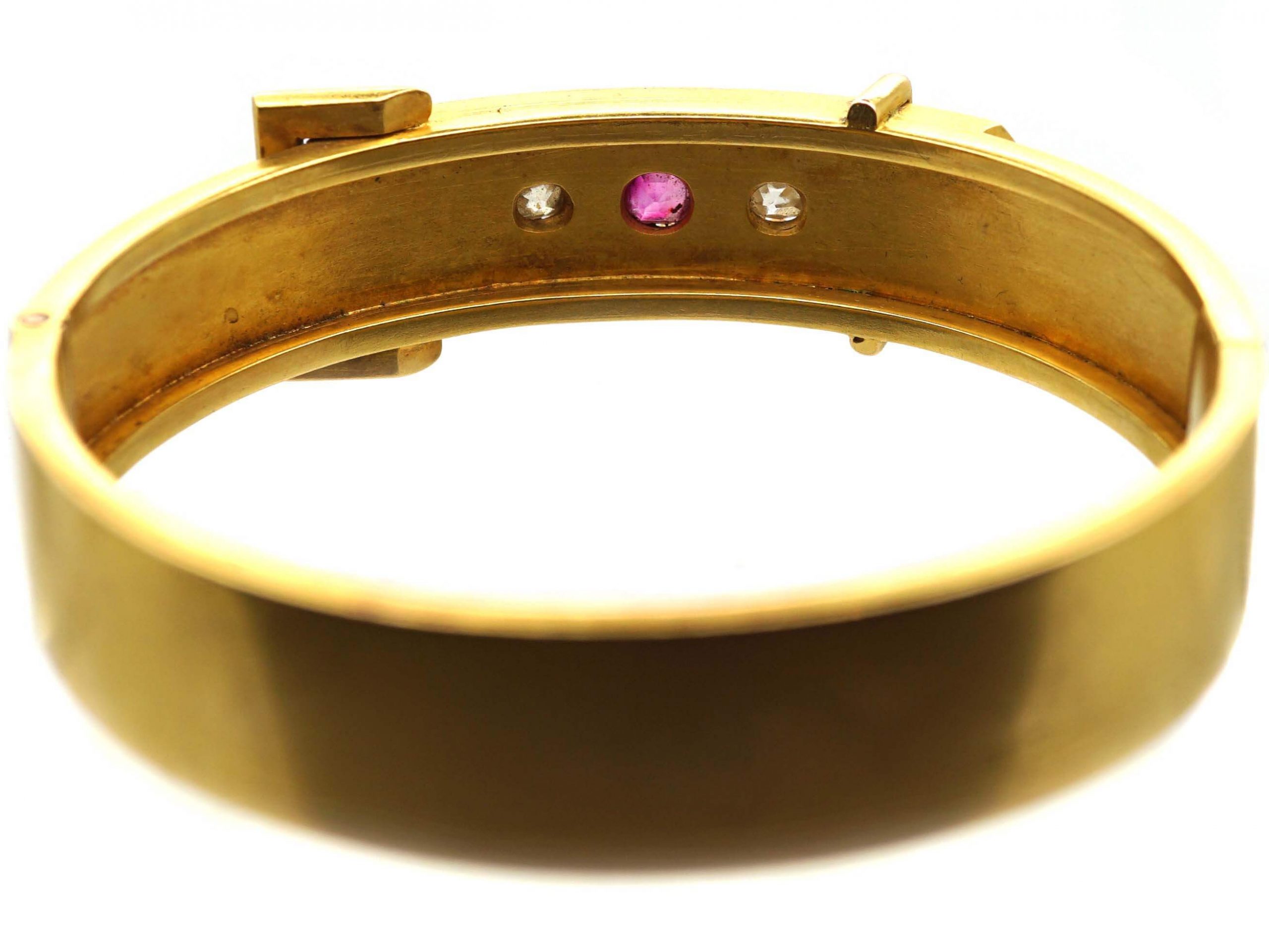 Victorian 15ct Gold Buckle Bangle set with a Ruby & Two Diamonds in ...