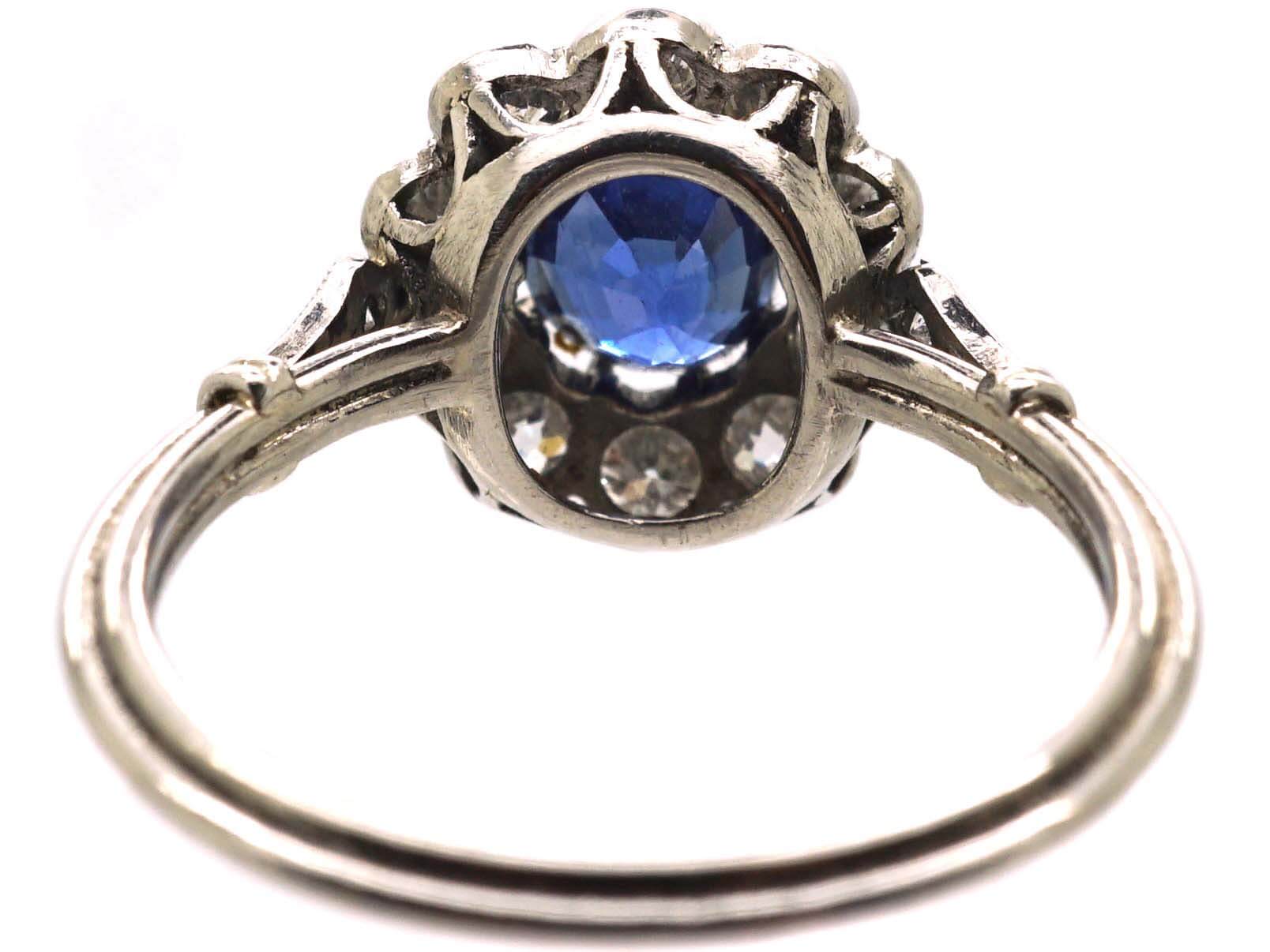 Art Deco Platinum, Sapphire & Diamond Cluster Ring (277U) | The Antique ...