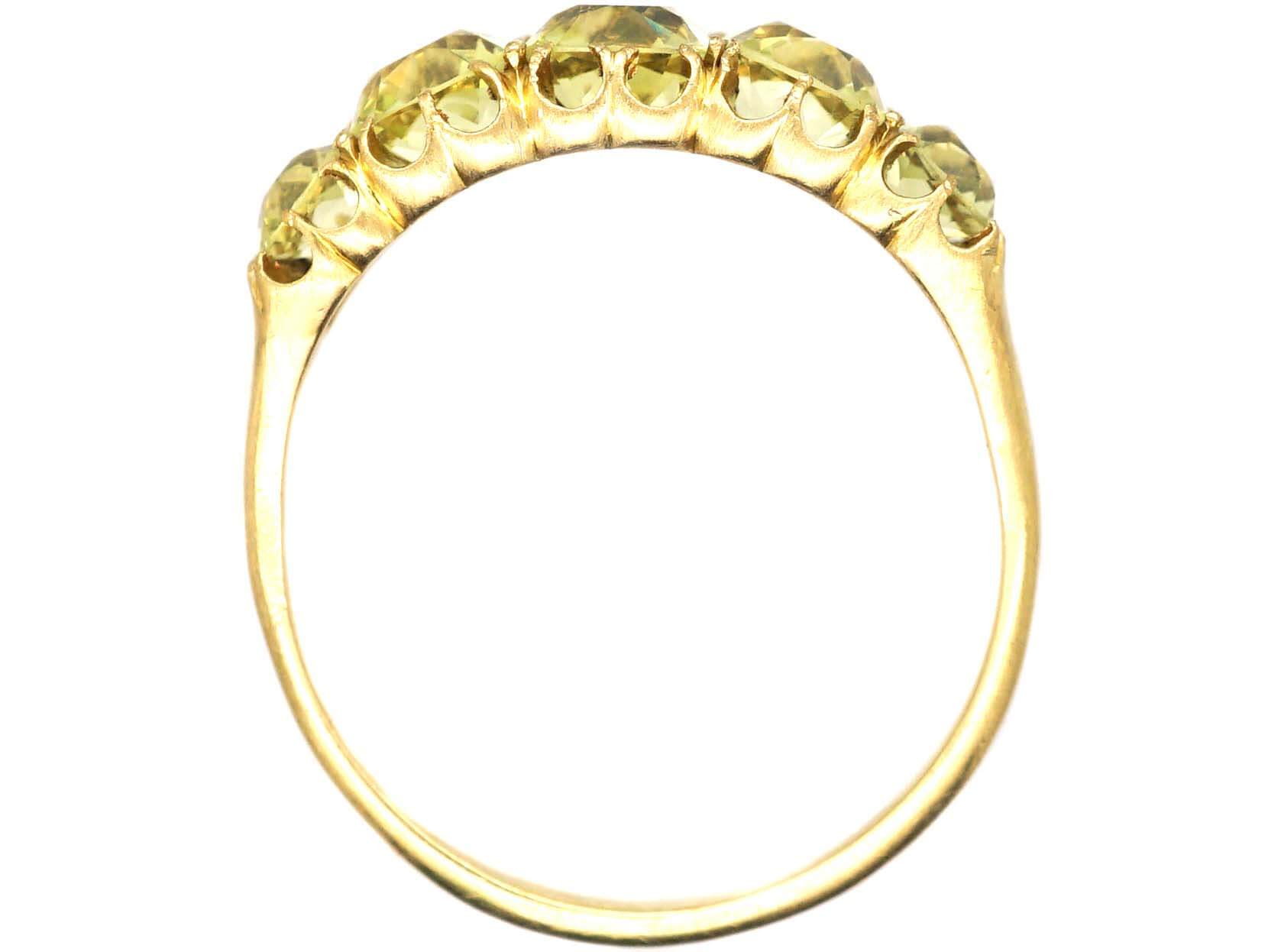 Victorian 18ct Gold & Chrysolite Five Stone Ring (181U) | The Antique ...