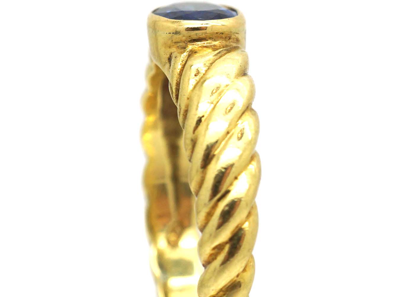 18ct Gold Modernist Coil Design Ring set with a Sapphire (60U) | The ...