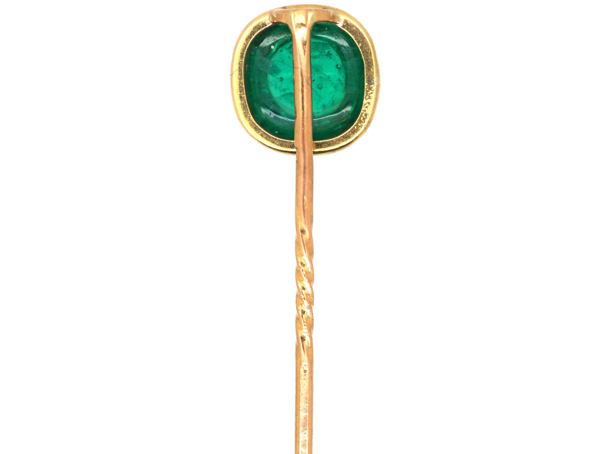 Edwardian 18ct Gold & Cabochon Flux Emerald Tie Pin (896T) | The ...