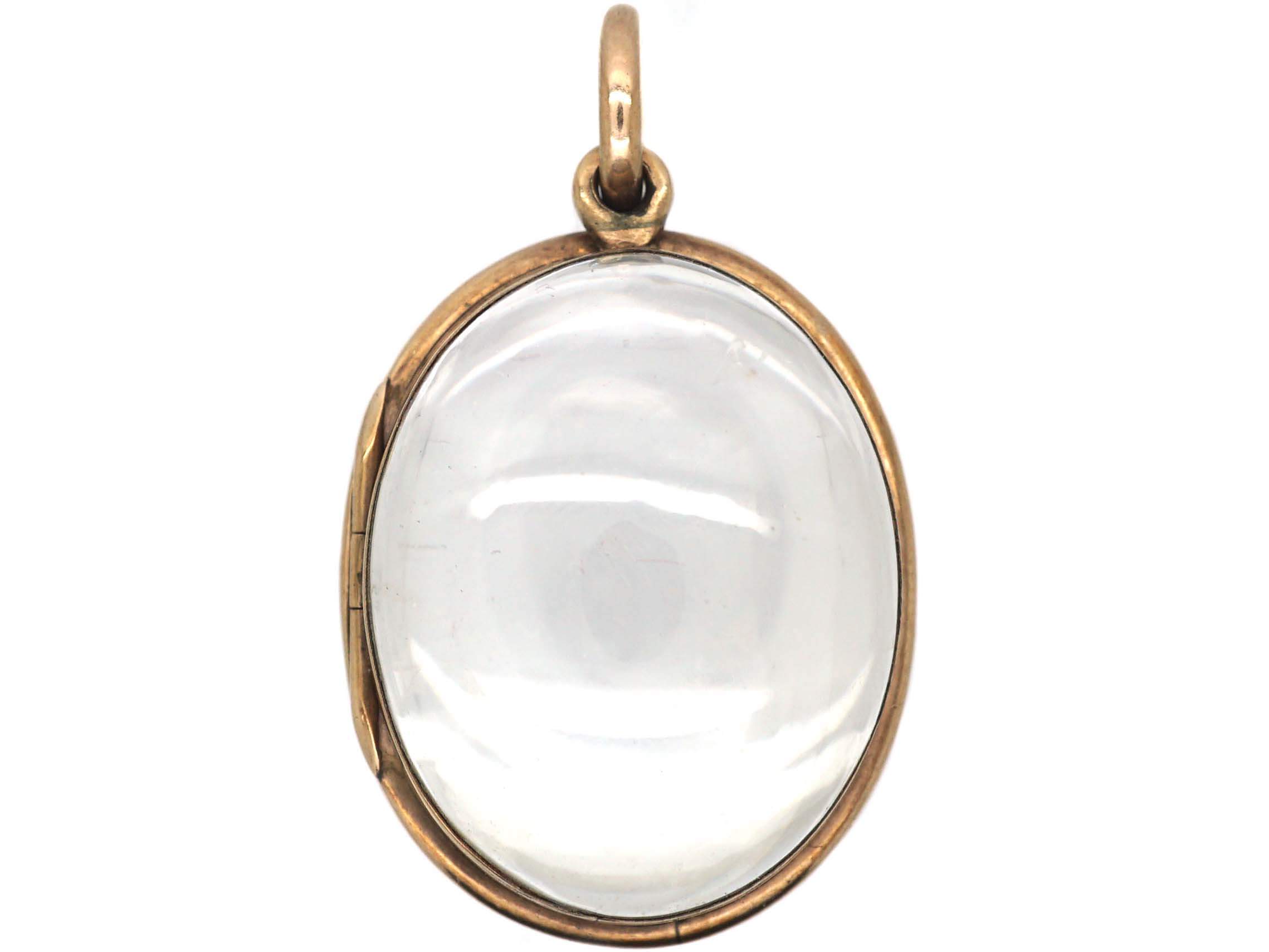 Victorian 9ct Gold & Rock Crystal Oval Locket (251U) | The Antique ...