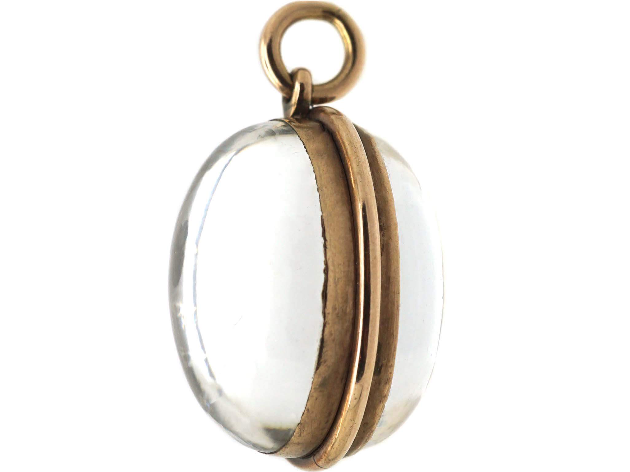 Victorian 9ct Gold & Rock Crystal Oval Locket (251U) | The Antique ...