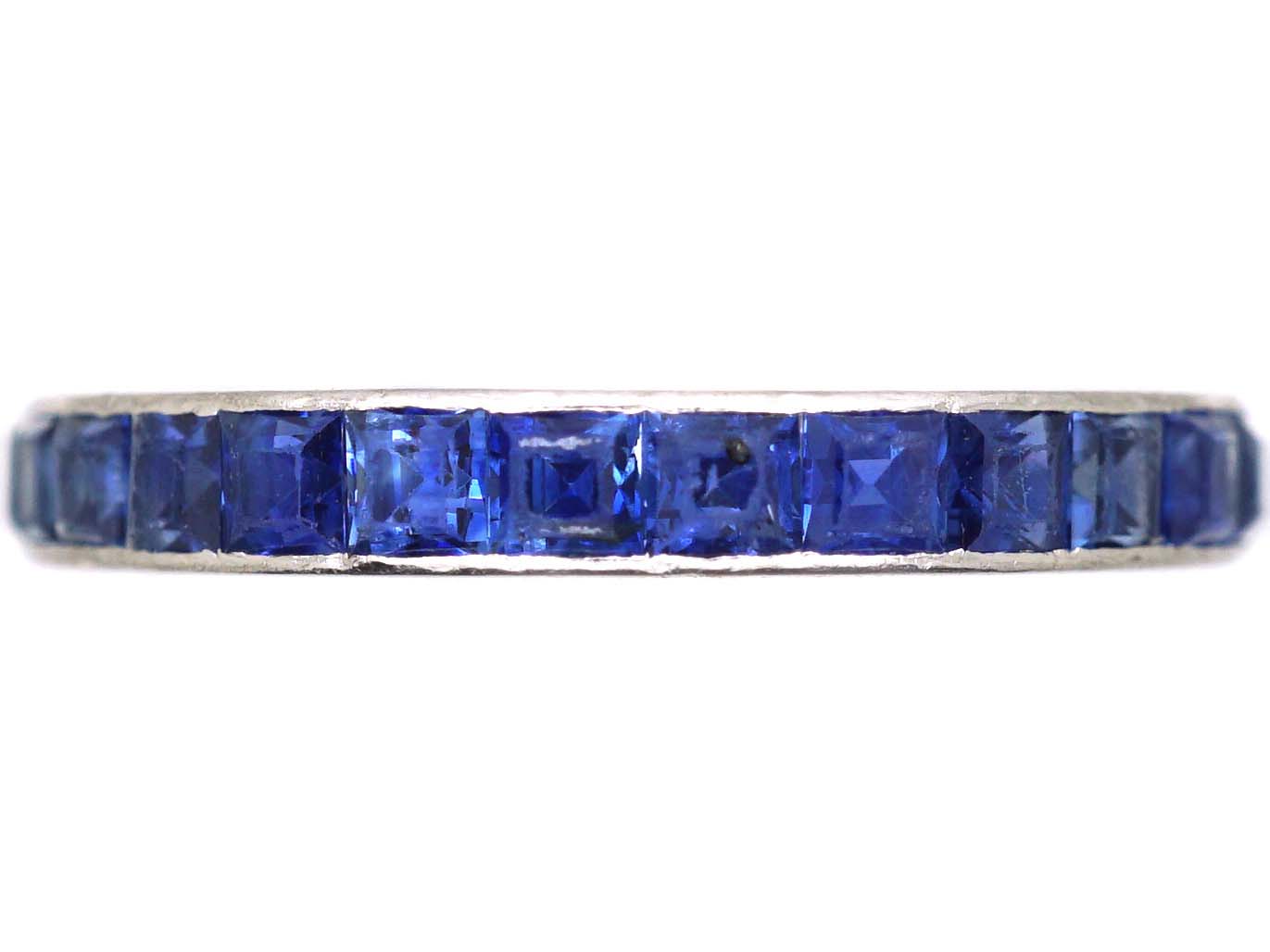 Art Deco 18ct White Gold & Calibre Cut Sapphire Eternity Ring (370U ...