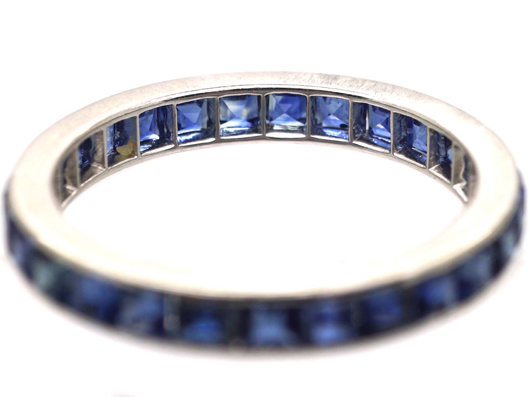 Art Deco 18ct White Gold & Calibre Cut Sapphire Eternity Ring (370U ...