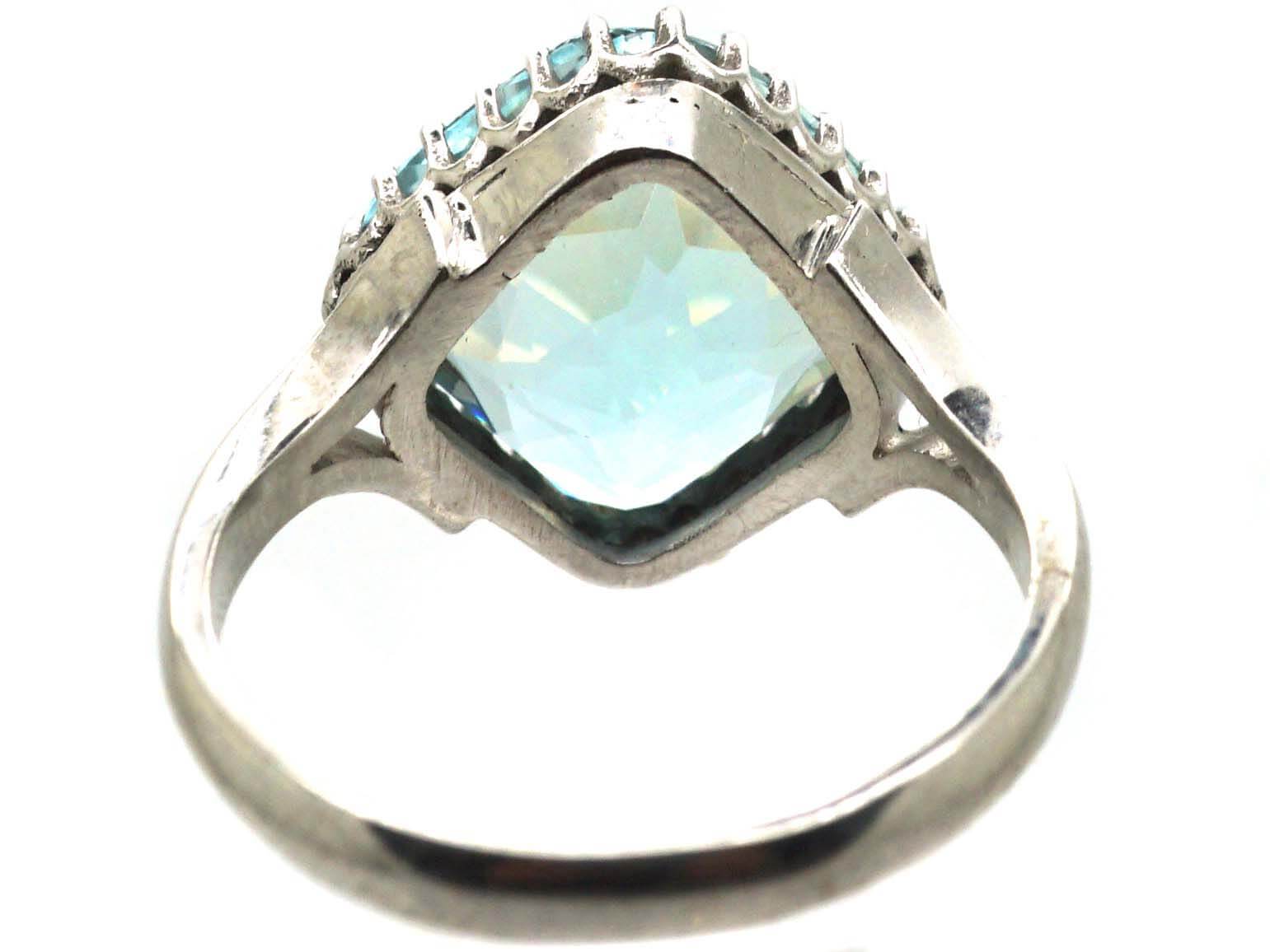 Art Deco 18ct White Gold Ring set with an Aquamarine (375U) | The ...