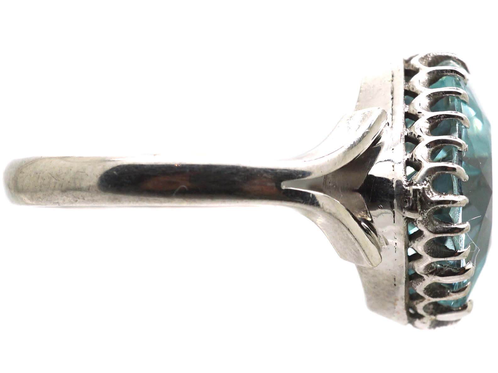 Art Deco 18ct White Gold Ring set with an Aquamarine (375U) | The ...