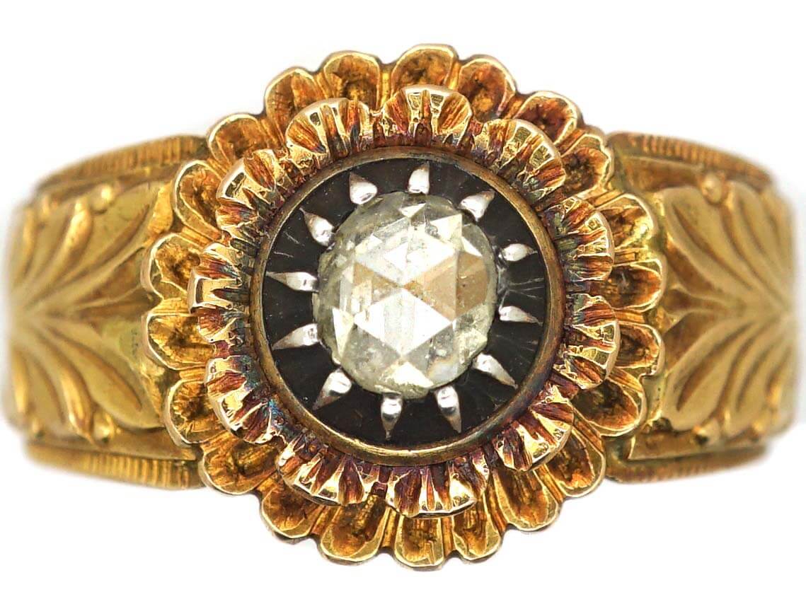 Early 19th Century Dutch 18ct Gold, Silver & Rose Diamond Ring with ...