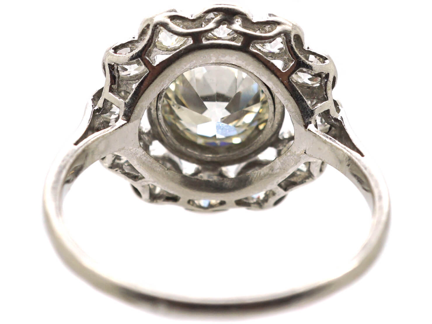 French Early 20th Century Platinum & Diamond Large Cluster Ring (353U ...