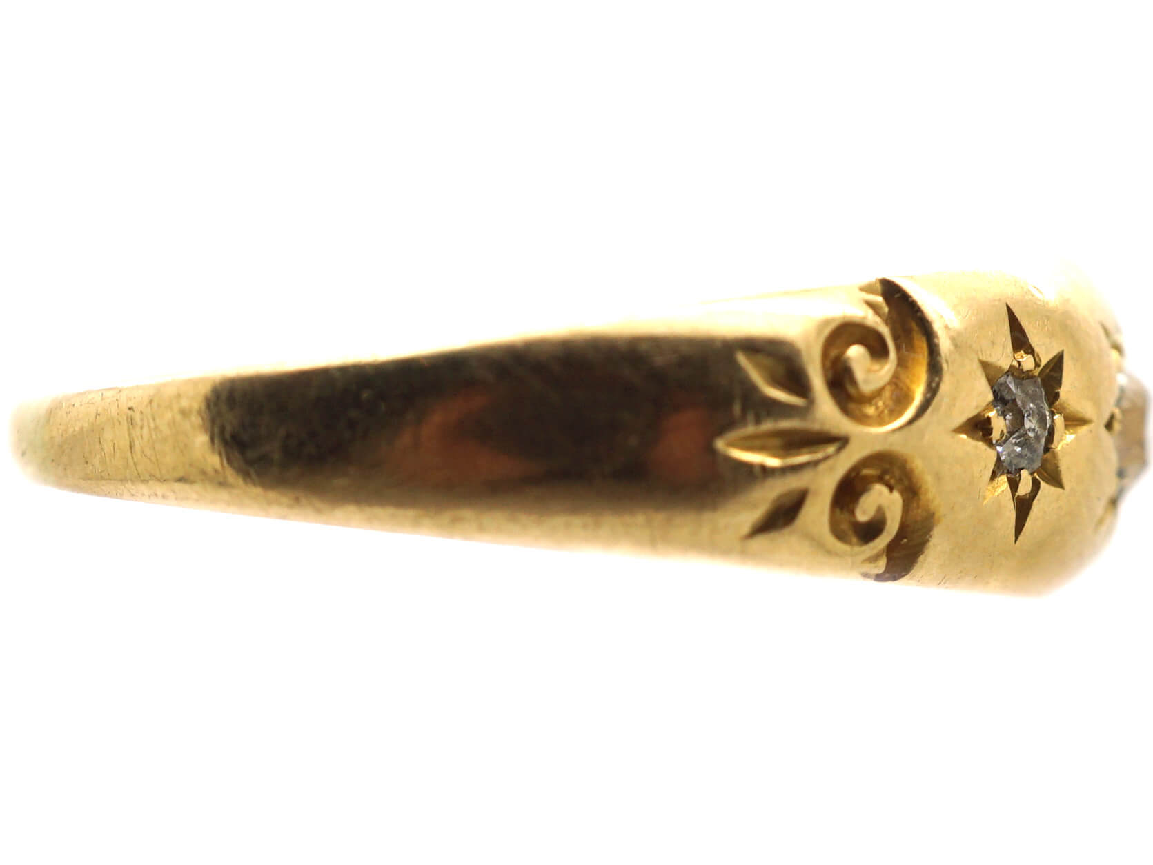 Edwardian 18ct Gold Three Stone Diamond Gypsy Ring (392U) | The Antique ...