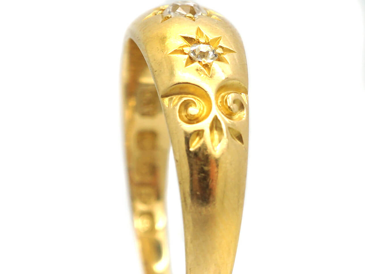 Edwardian 18ct Gold Three Stone Diamond Gypsy Ring (392U) | The Antique ...