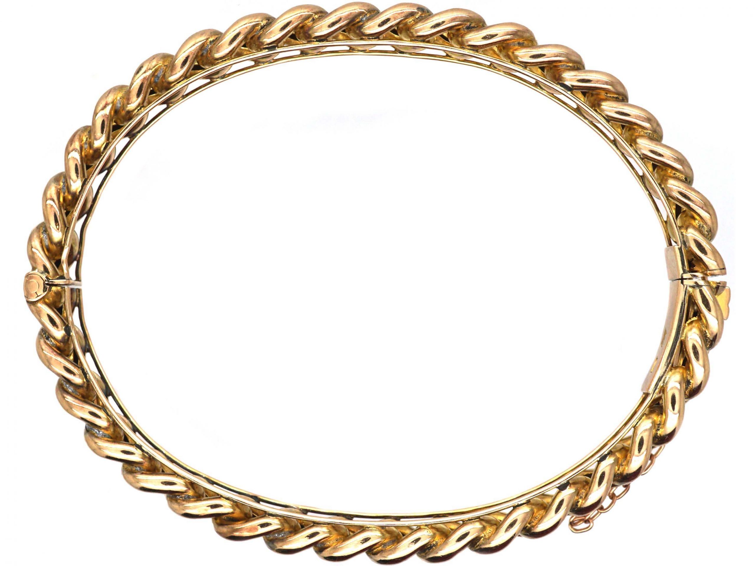 Edwardian 9ct Gold Curb Design Bangle (295U) | The Antique Jewellery ...