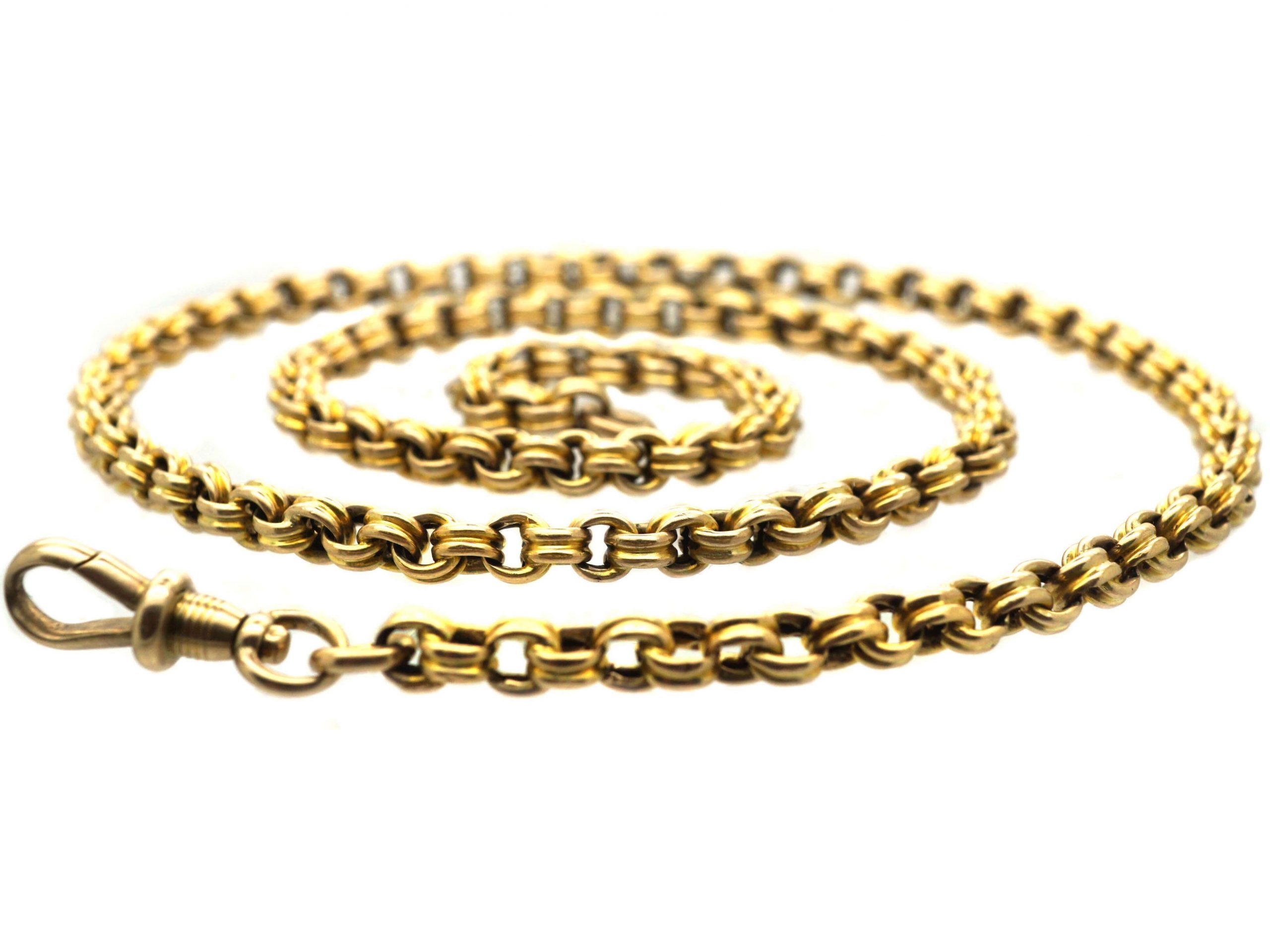 Victorian 10ct Gold Ribbed Chain with Dog Clip (403U) | The Antique ...