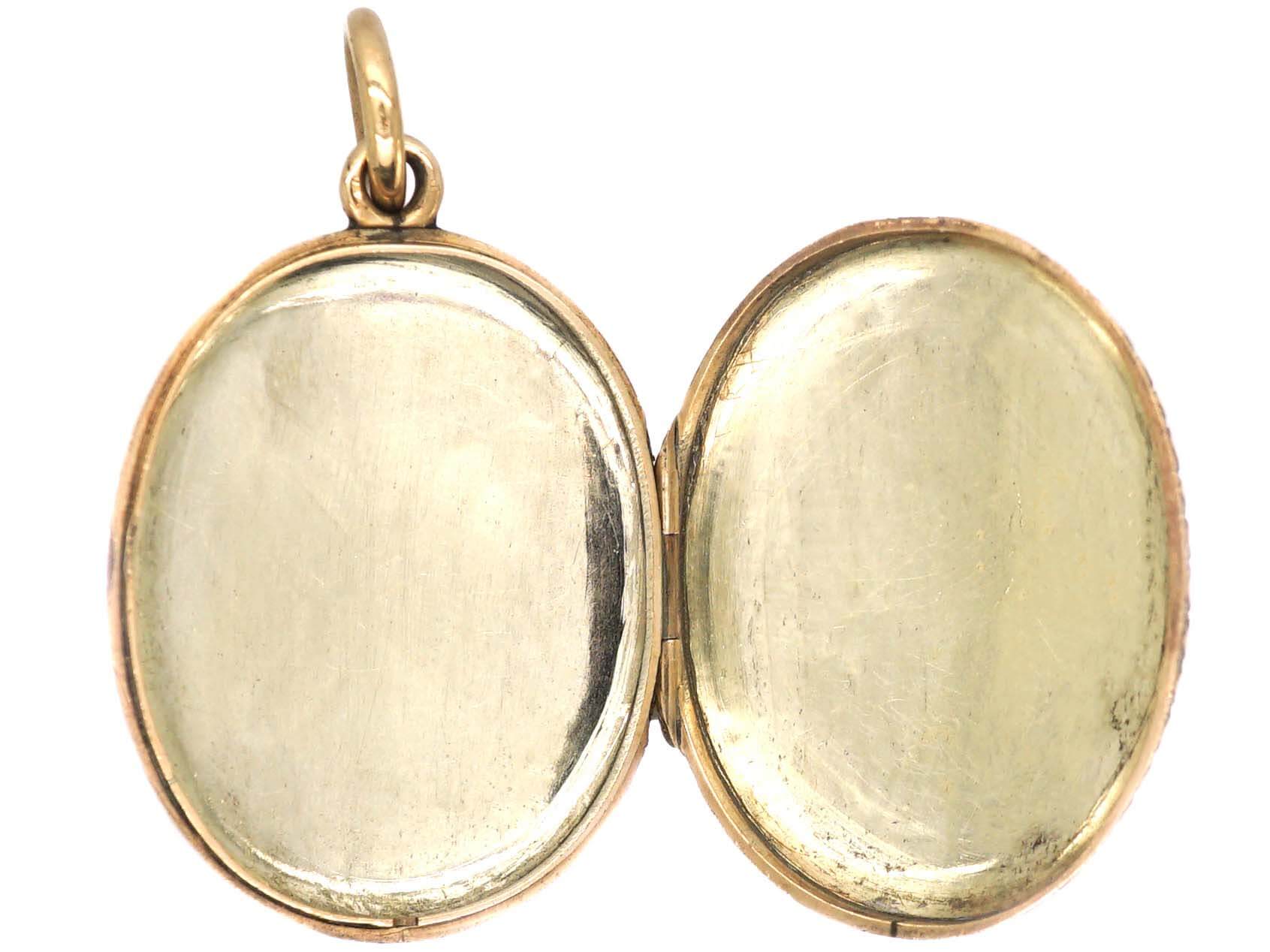 Victorian 15ct Gold Oval Engraved Locket with Heart Cartouche (407U ...