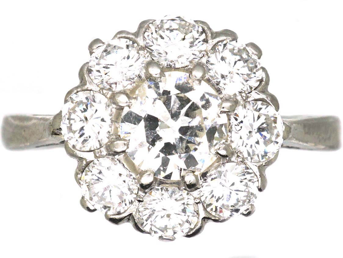 Early 20th Century Platinum & Diamond Cluster Ring (311U) | The Antique ...