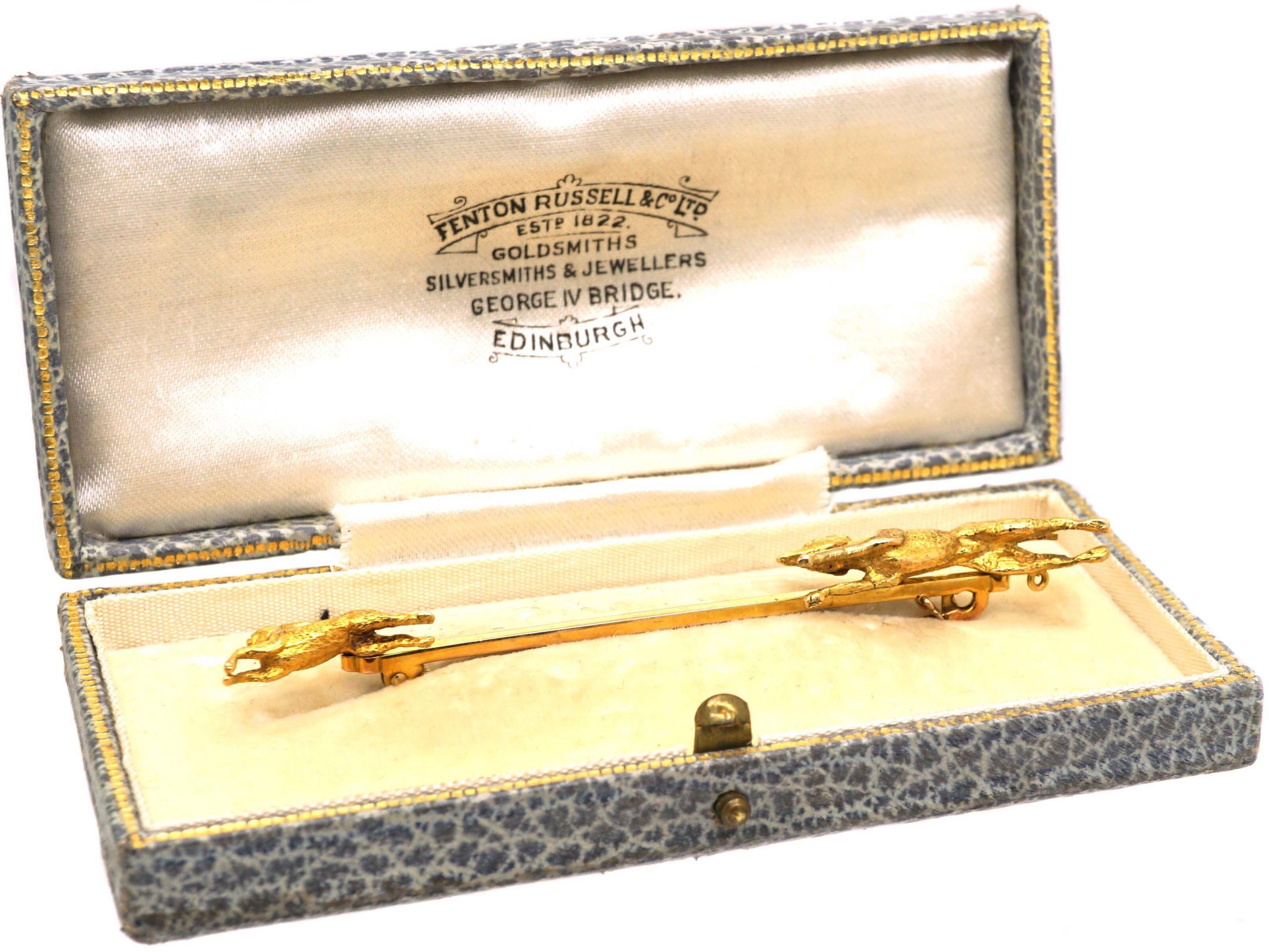 Edwardian 15ct Gold Hare & Hound Brooch (438U) | The Antique Jewellery ...