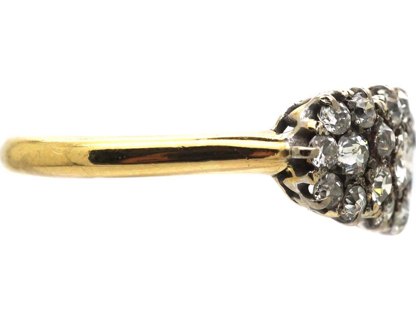 Edwardian 18ct Gold Triple Cluster Diamond Ring (446U) | The Antique ...
