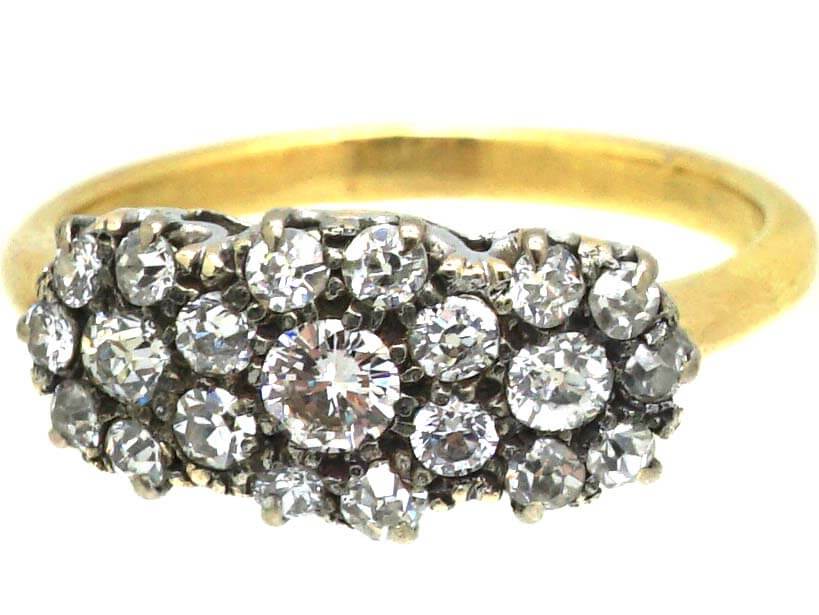 Edwardian 18ct Gold Triple Cluster Diamond Ring (446U) | The Antique ...