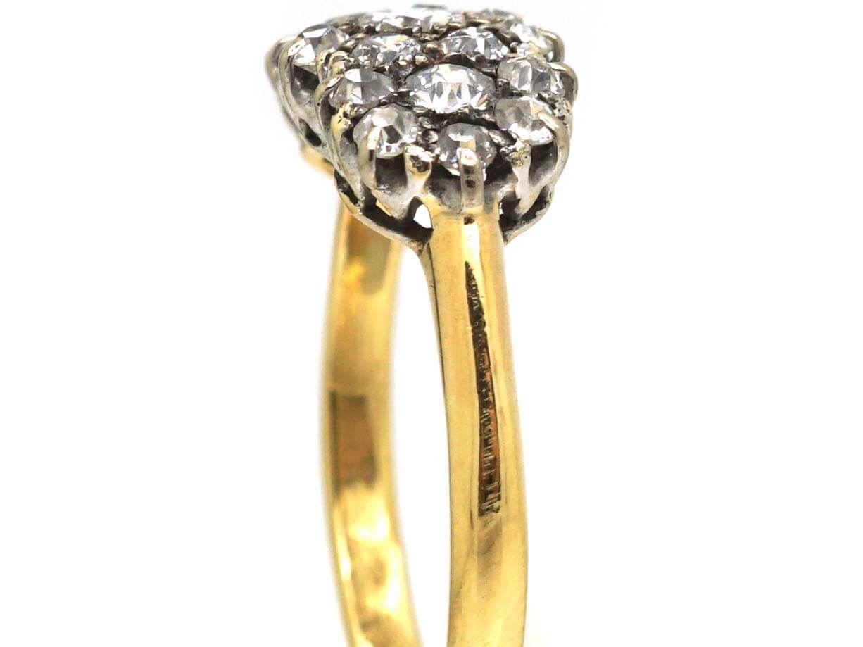 Edwardian 18ct Gold Triple Cluster Diamond Ring (446U) | The Antique ...