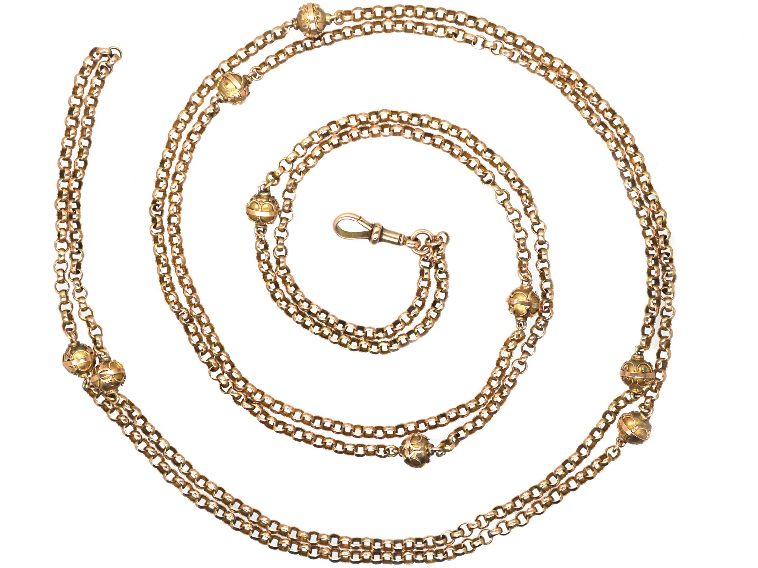 Victorian 9ct Gold Guard Chain with Decorative Balls (393U) | The ...