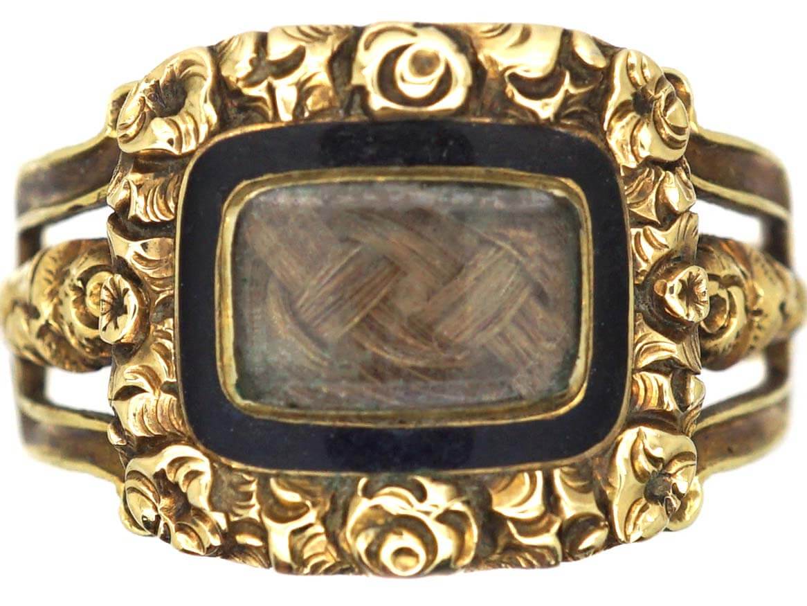 Georgian 18ct Gold & Black Enamel Mourning Ring (441U) | The Antique ...
