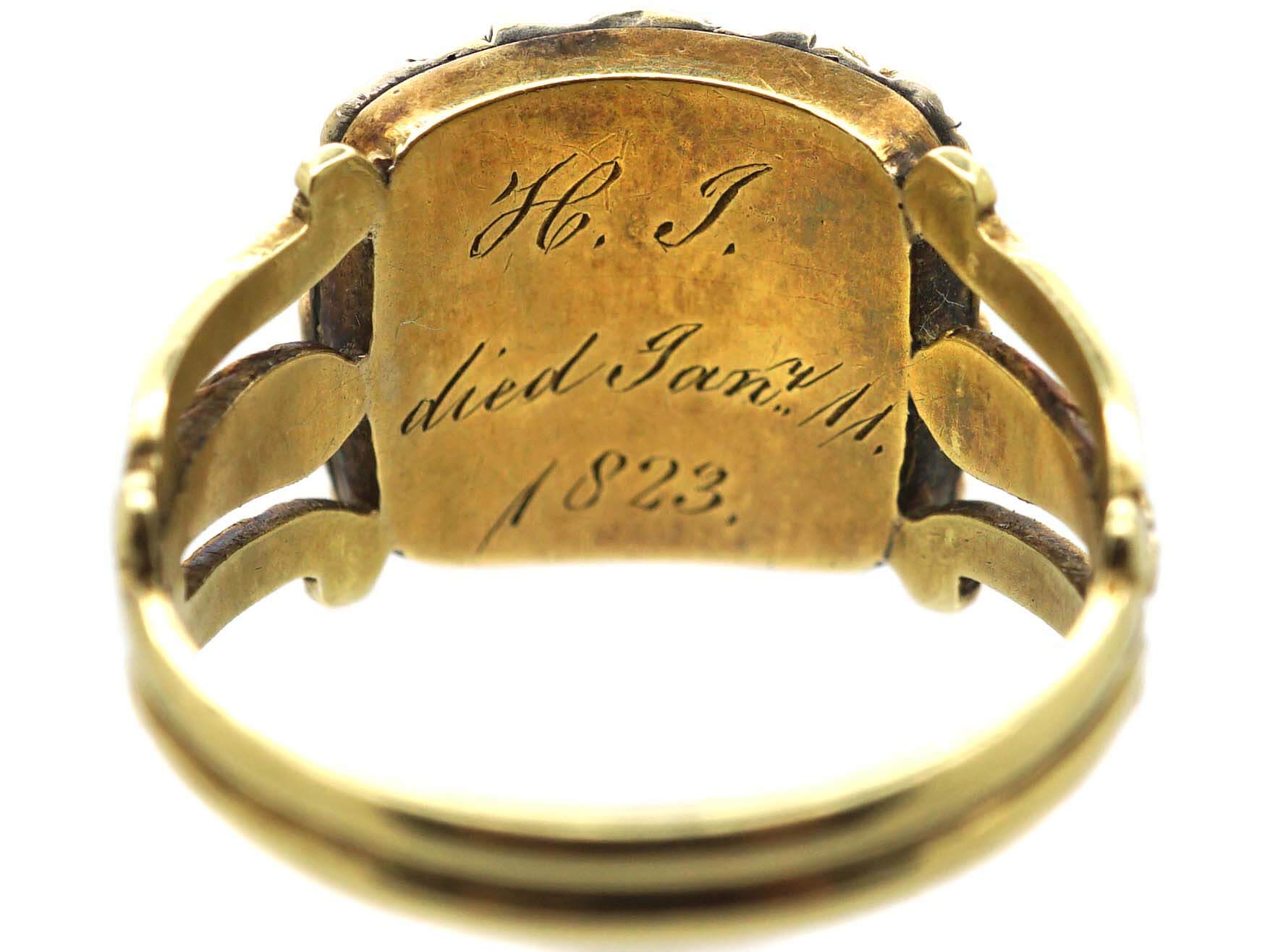 Georgian 18ct Gold & Black Enamel Mourning Ring (441U) | The Antique ...