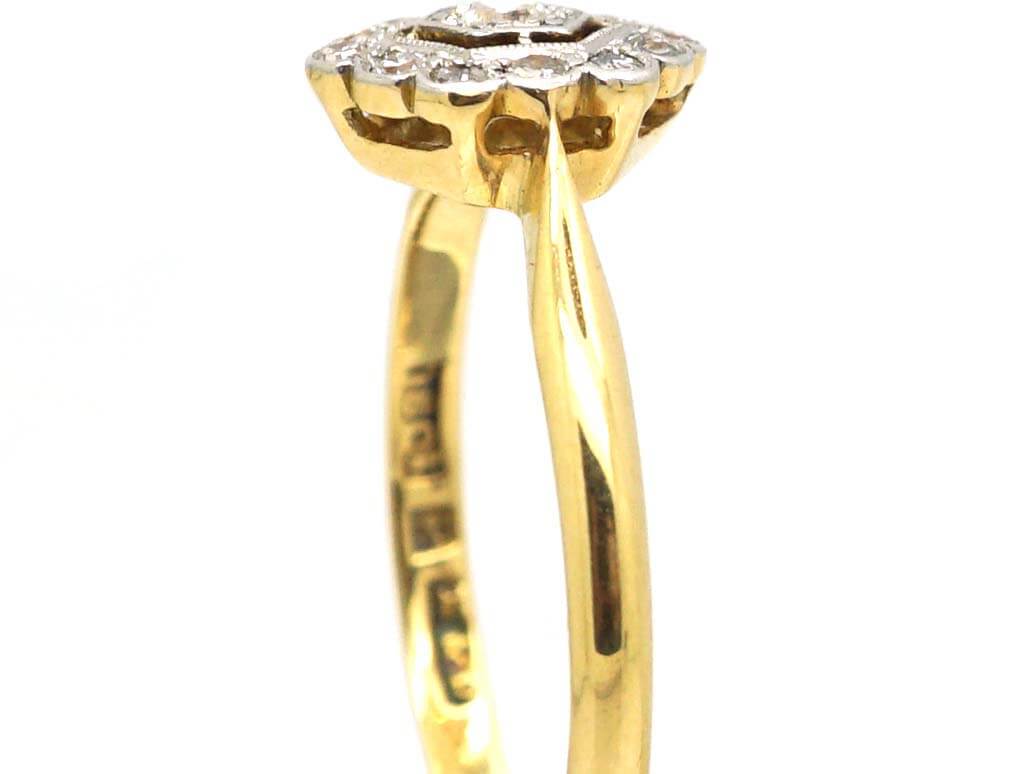 Art Deco 18ct Gold and Platinum Hexagonal Cluster Ring (186U) | The ...