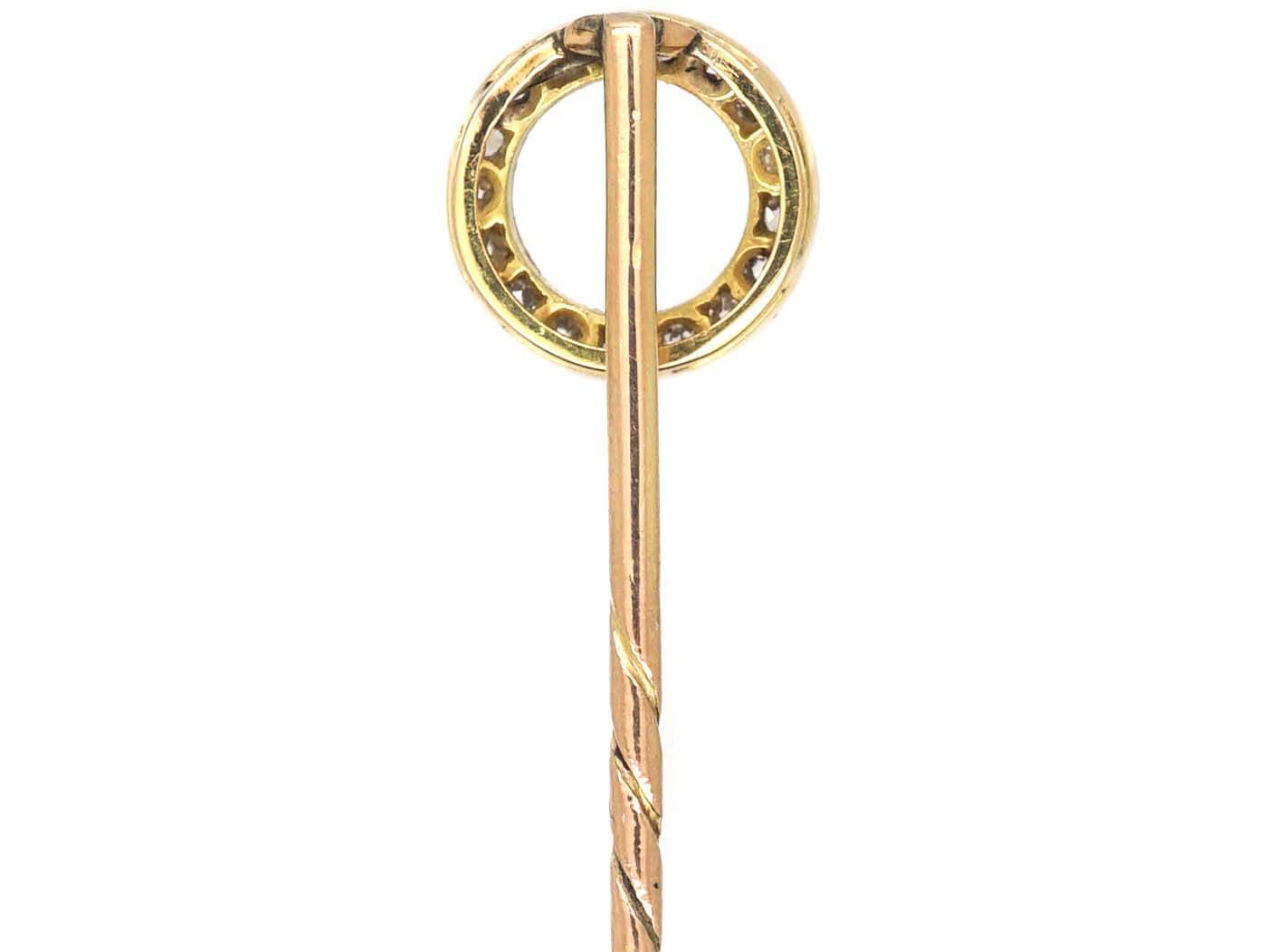 Edwardian 18ct Gold & Platinum Circular Tie Pin set with Diamonds (439U ...