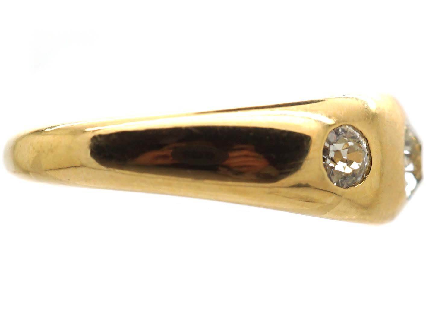 Edwardian 18ct Gold Three Stone Diamond Rub Over Set Ring (231U) | The ...
