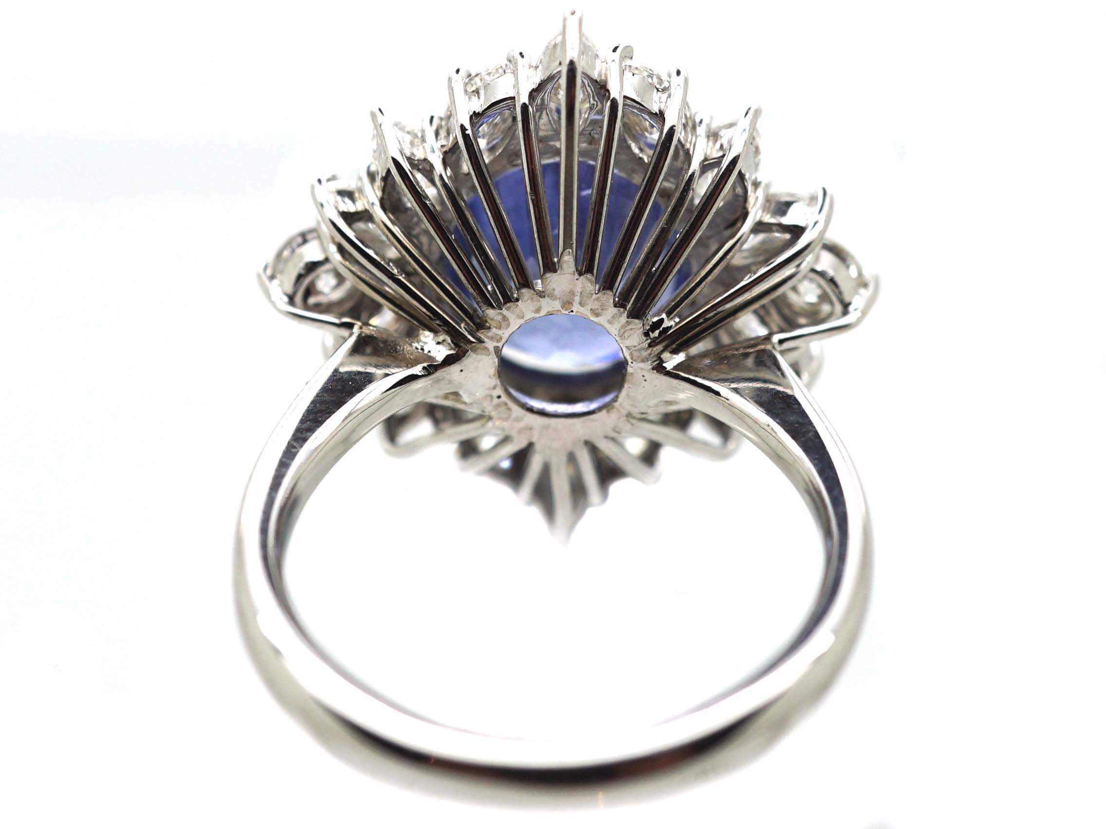18ct White Gold Large Colour Change Ceylon Sapphire & Diamond Ballerina ...