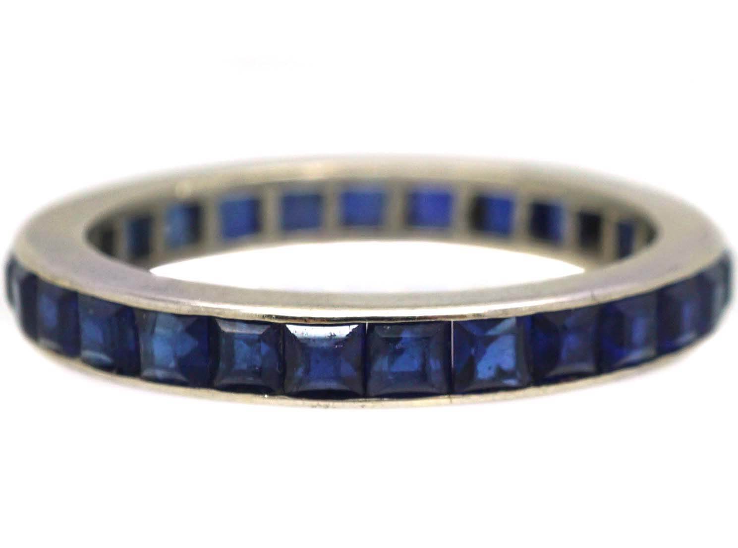 Art Deco 18ct White Gold & Sapphire Eternity Ring (502U) | The Antique ...