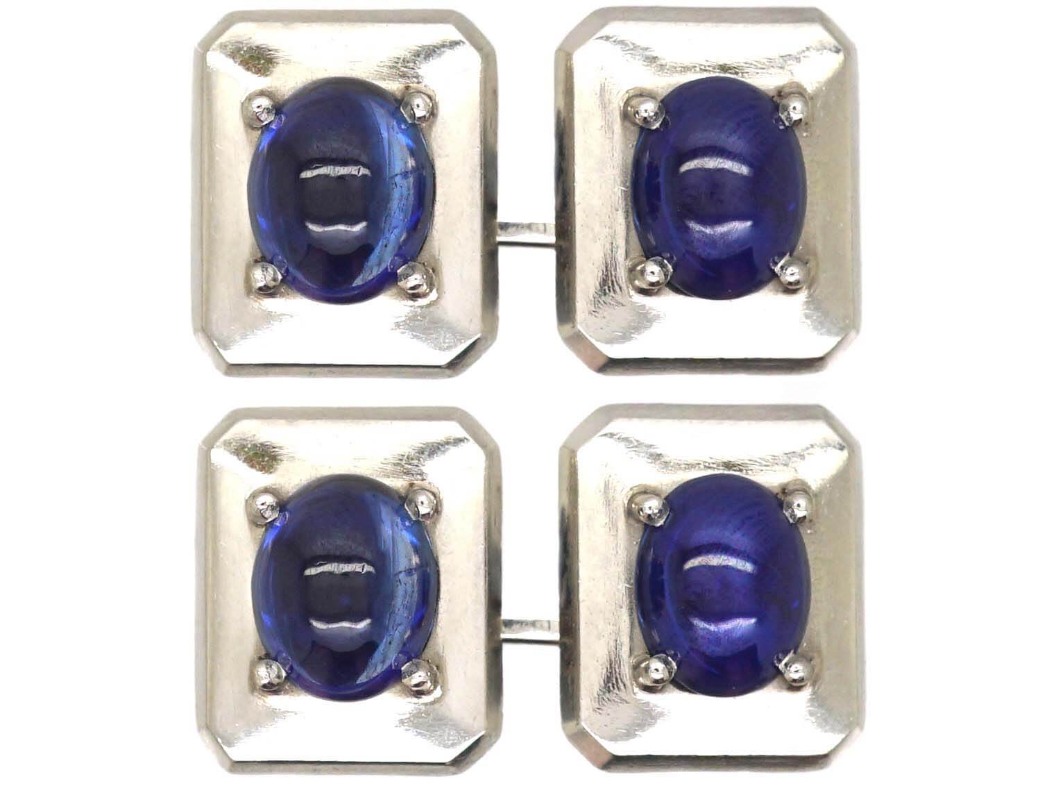 Art Deco Platinum Cufflinks set with Cabochon Sapphires (510U) | The ...