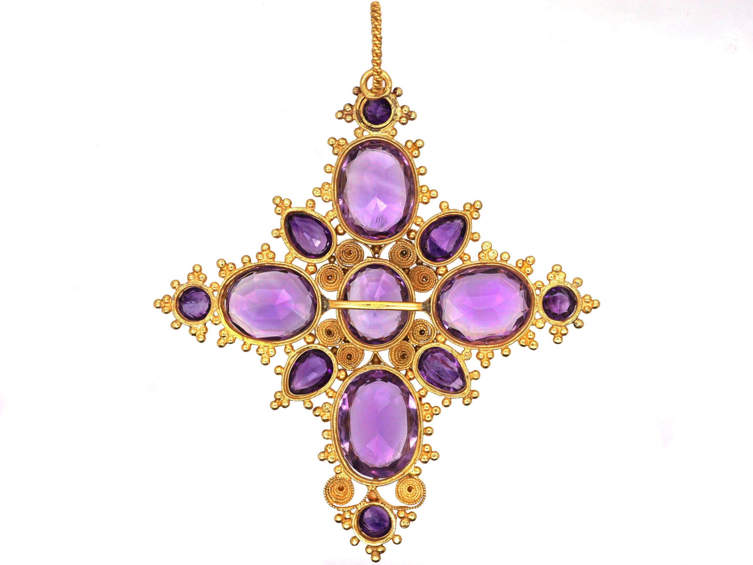 Georgian 18ct Gold & Amethyst Cross Pendant (523U) | The Antique ...