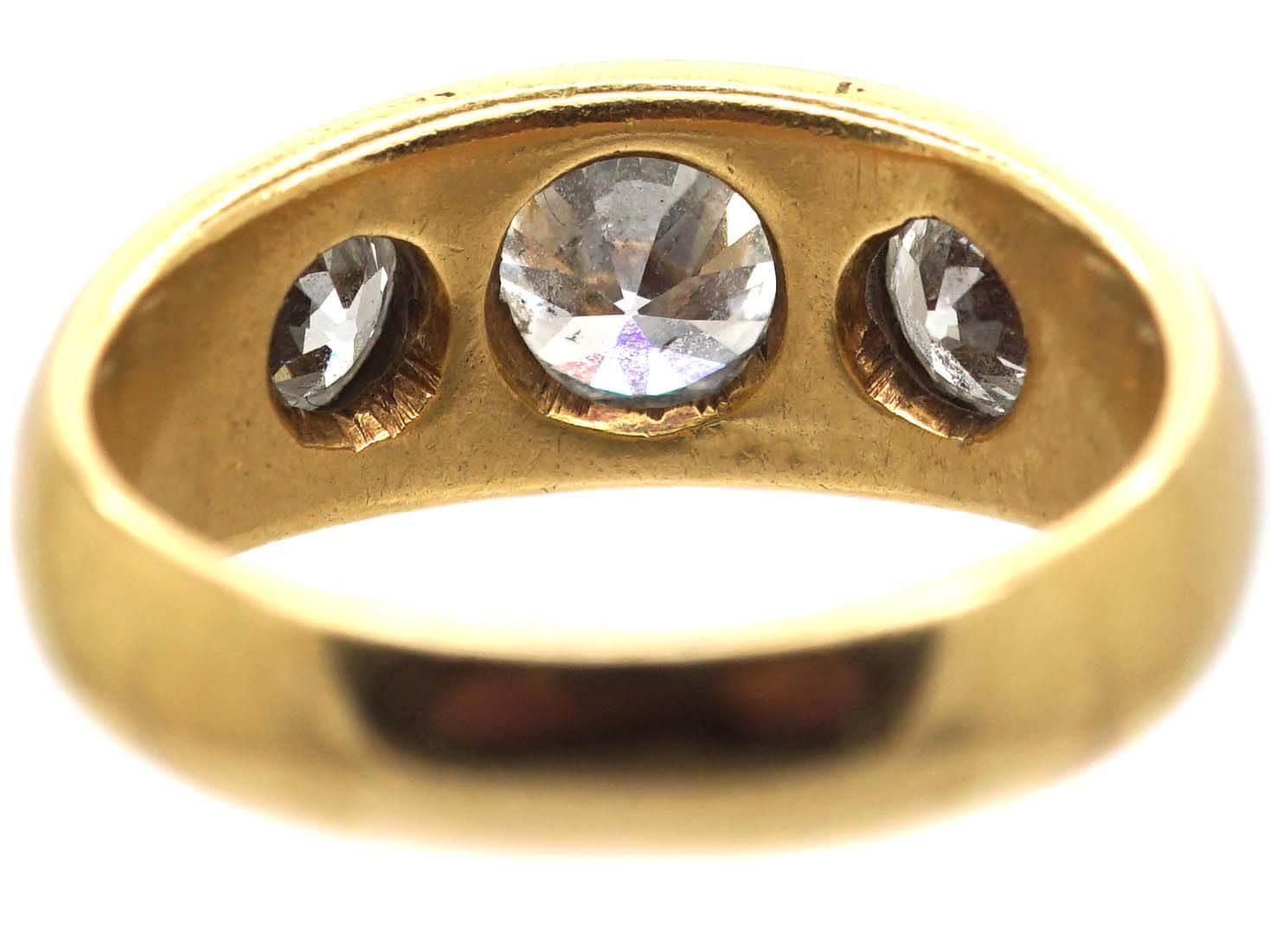 Victorian 18ct Gold Three Stone Diamond Rub Over Set Ring (522U) | The ...