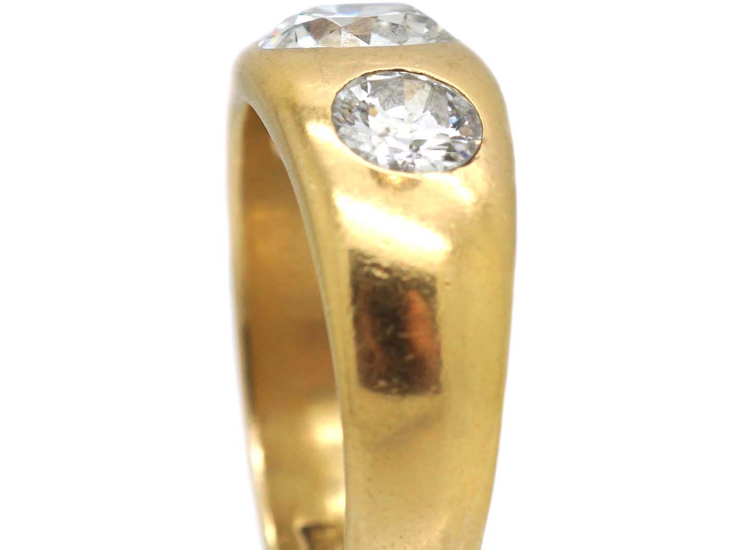 Victorian 18ct Gold Three Stone Diamond Rub Over Set Ring (522U) | The ...