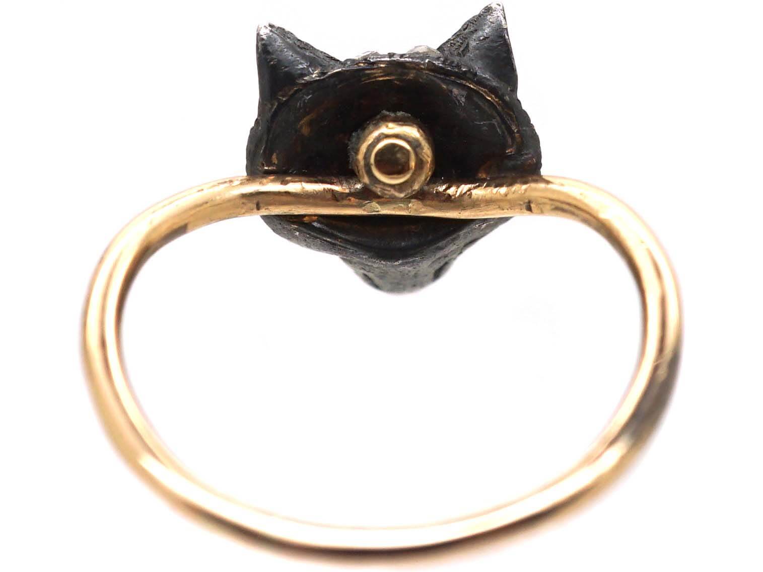 Edwardian Fox Head Ring set with Diamonds & Ruby Eyes (451U) | The ...