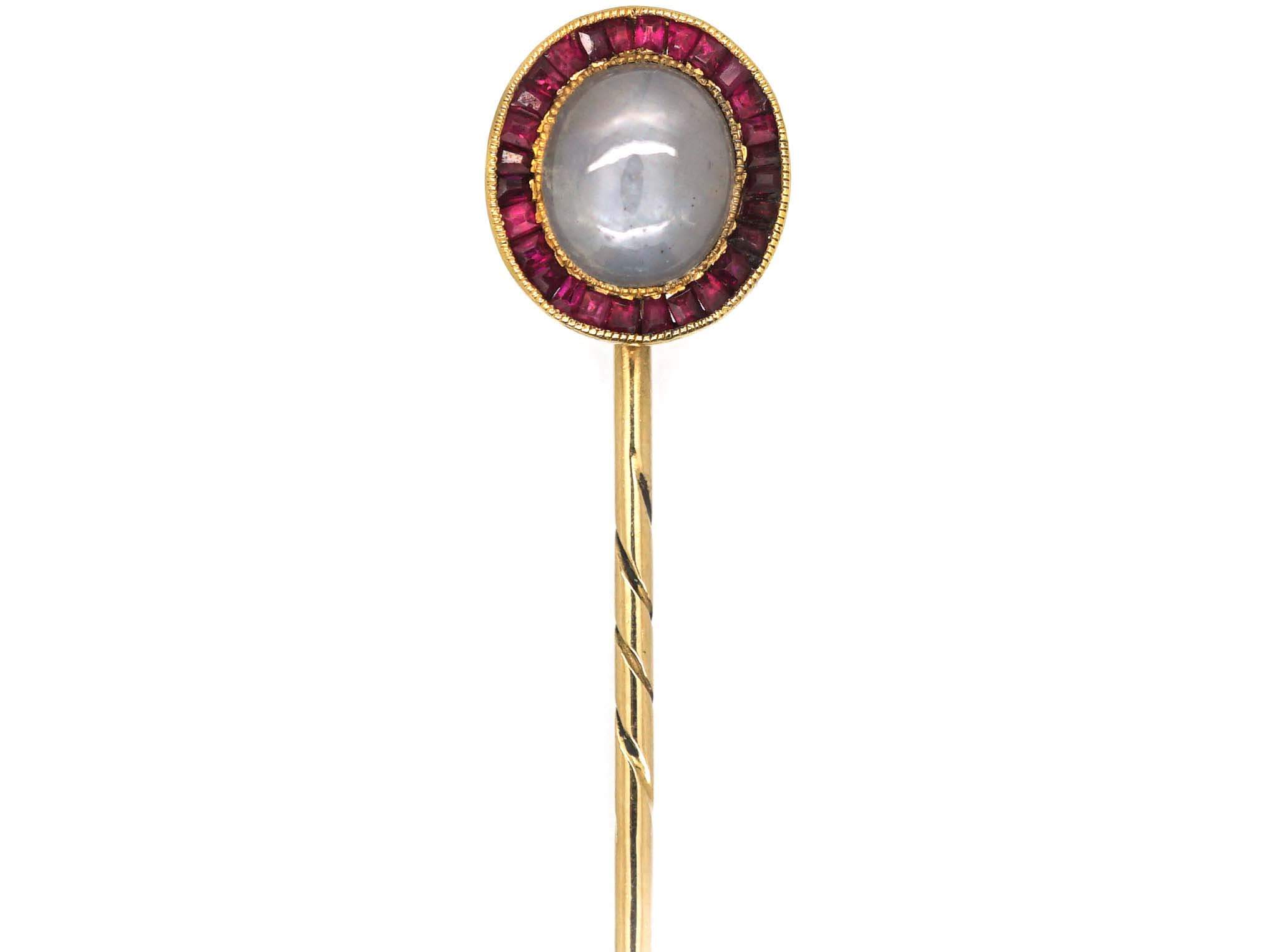 Early 20th Century 18ct Gold, Cabochon Star Sapphire & Ruby Tie Pin ...