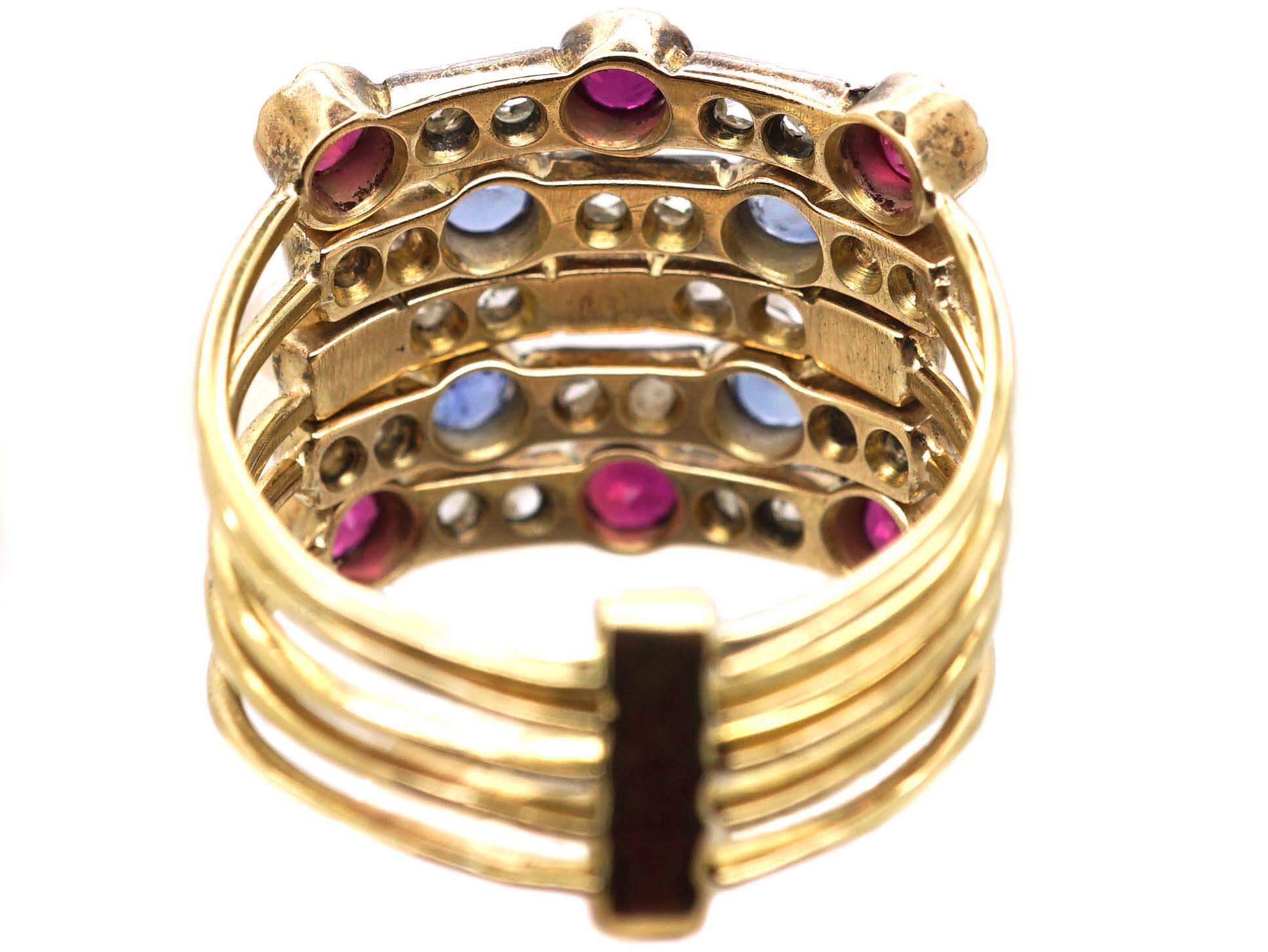 Edwardian 18ct Gold Harem Ring set with Rubies, Sapphires, Pearls ...