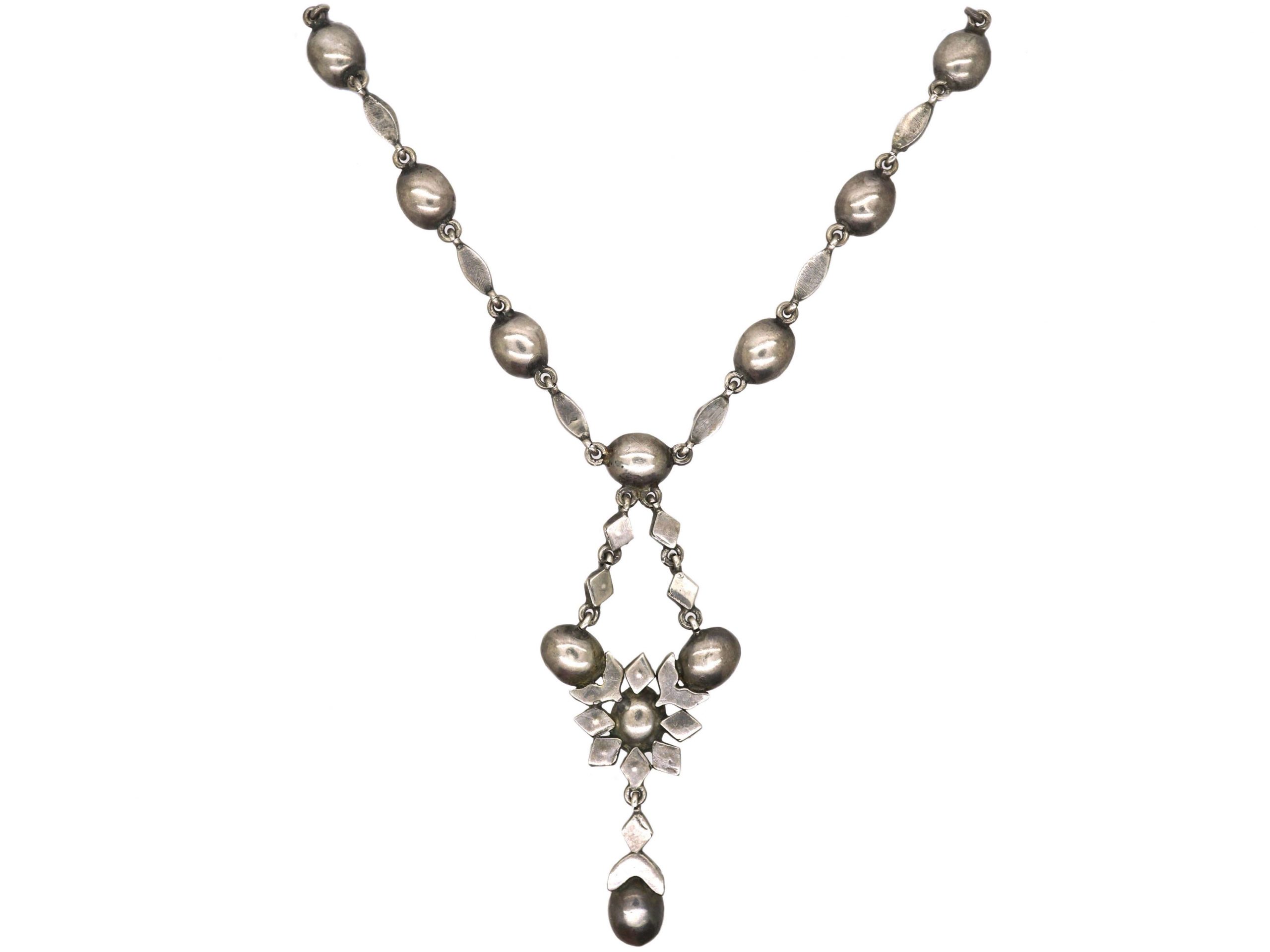 Edwardian Silver, Pink and White Paste Necklace (617U) | The Antique ...