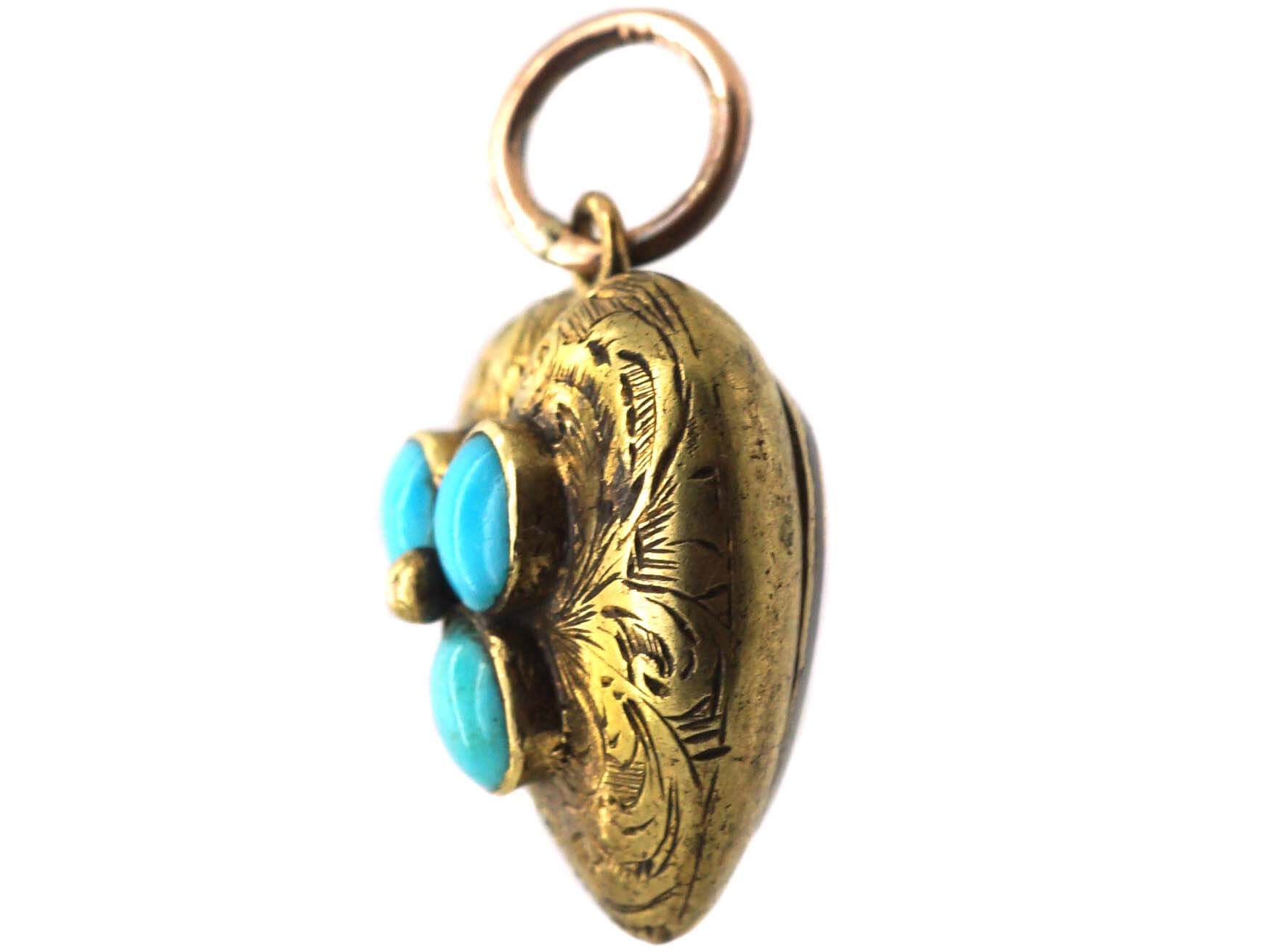 Georgian 15ct Gold and Turquoise Heart with a Locket Back (551U) | The ...