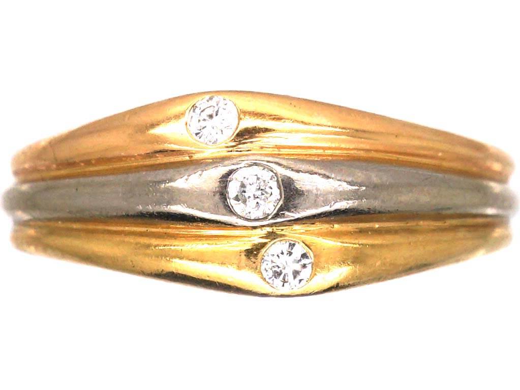 18ct Gold Three Colour Gold Ring set with Diamonds by Cartier (615U ...