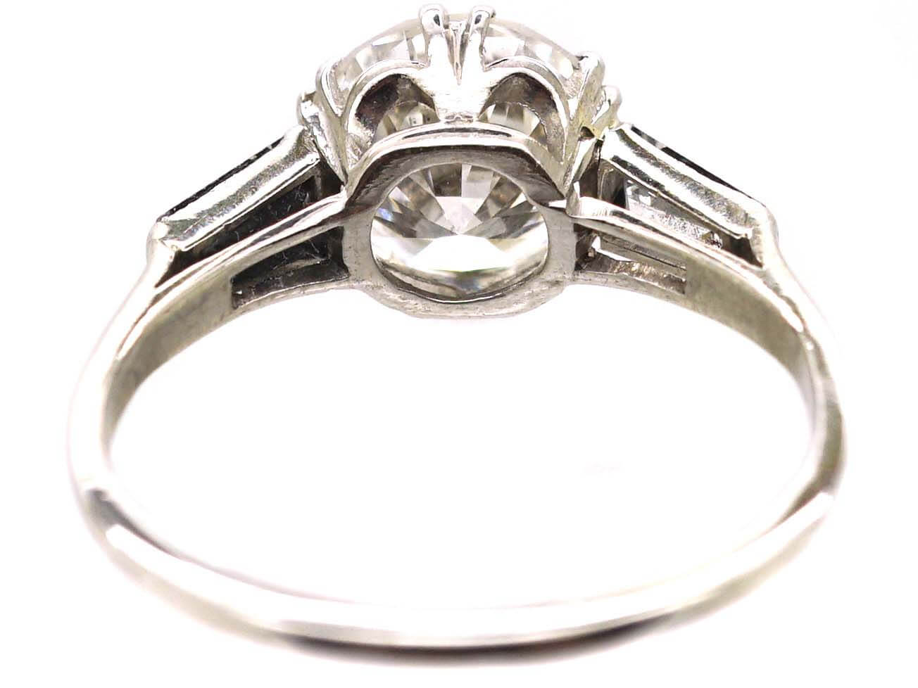 Art Deco Platinum 2.27 Carat Diamond Solitaire Ring with Tapered ...
