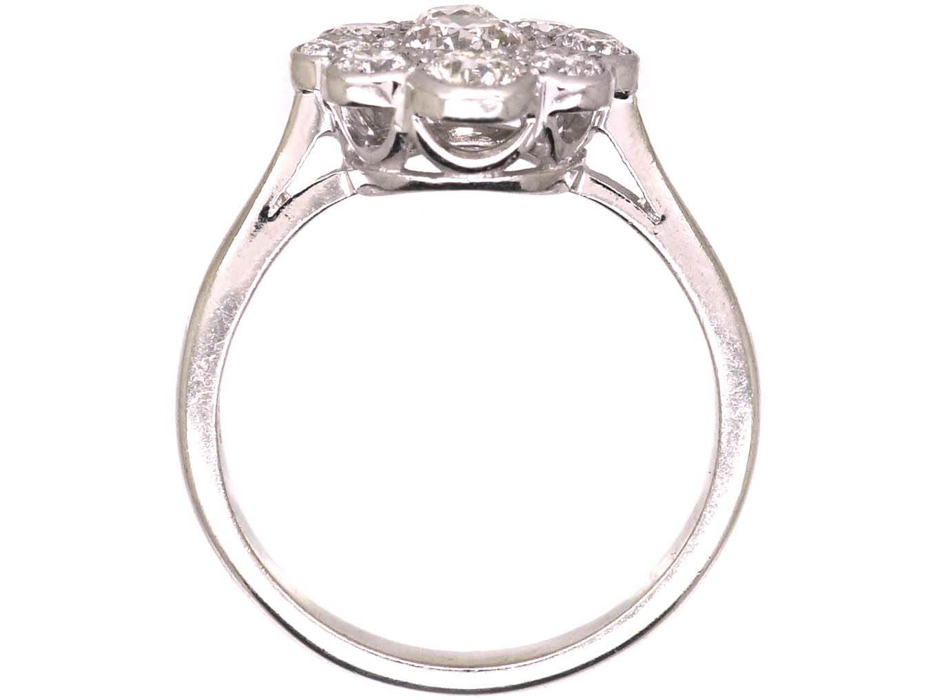 18ct White Gold Oval Diamond Cluster Ring (646U) | The Antique Jewellery Company