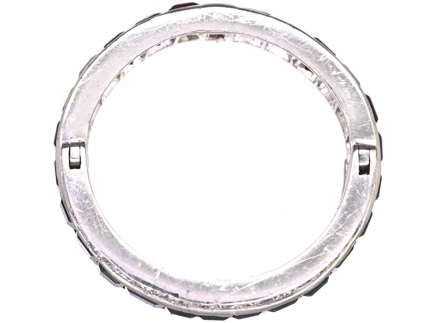 Art Deco 18ct White Gold Flip Over Ring set with Rubies, Sapphires ...