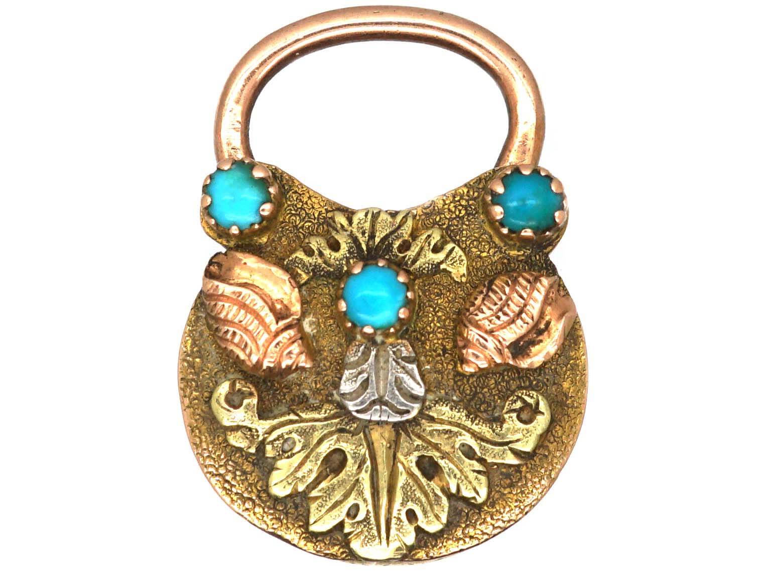 Georgian 15ct Three Colour Gold Padlock set with Turquoise (688U) | The ...
