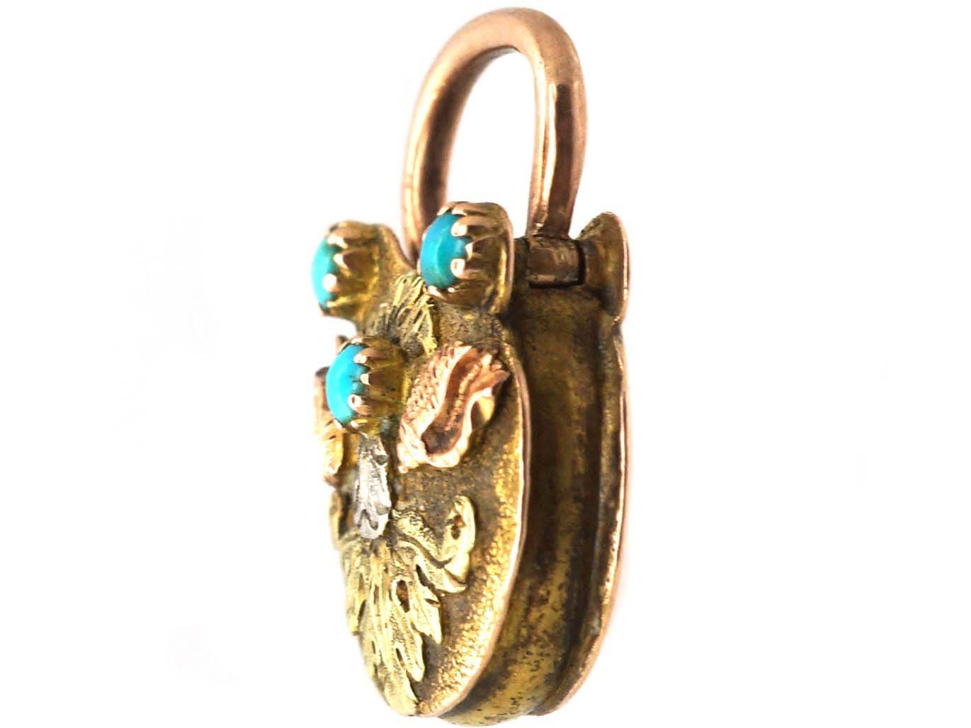 Georgian 15ct Three Colour Gold Padlock set with Turquoise (688U) | The ...
