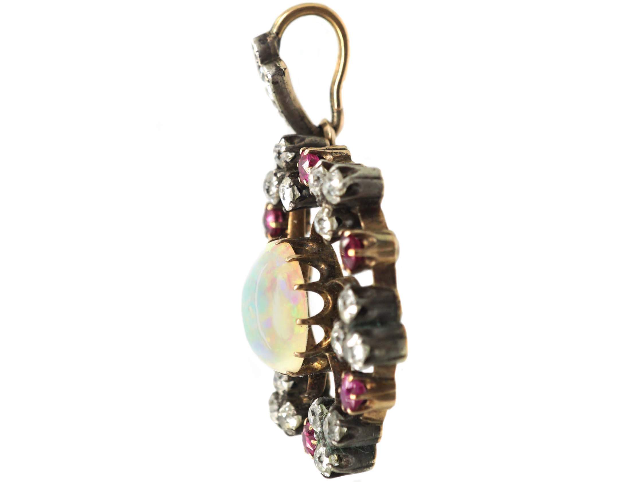 Victorian Opal, Diamond & Ruby Pendant (696U) | The Antique Jewellery ...